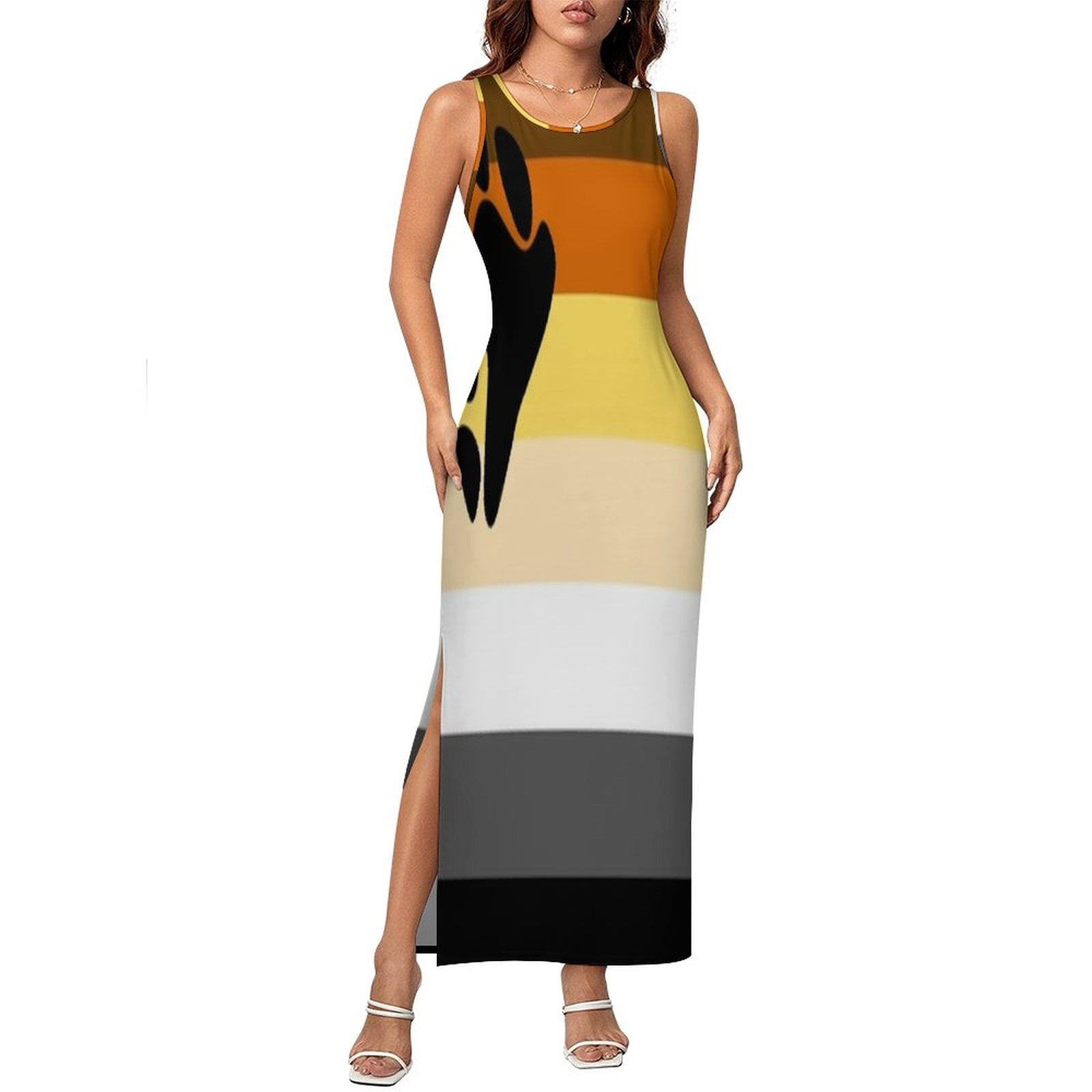Bear Brotherhood Pride Flag Ladies Summer Dresses Beach Vacation Maxi ...