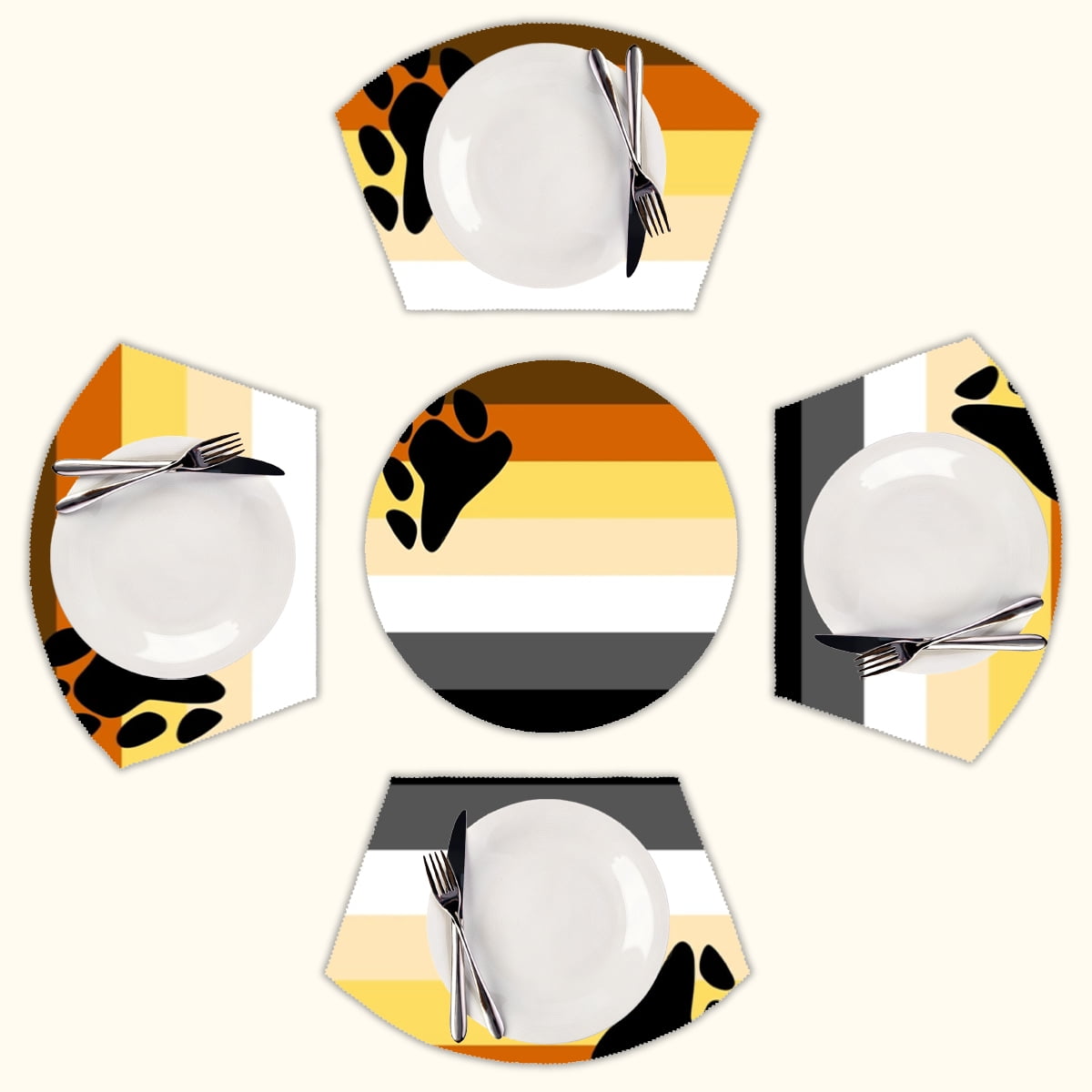 Bear Brotherhood Pride Flag Round Table Placemats Set Of 5 Wedge Table ...