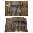 Bear Cabin Placemats Set of 6 Brown Forest Animals Vintage Wooden Place ...