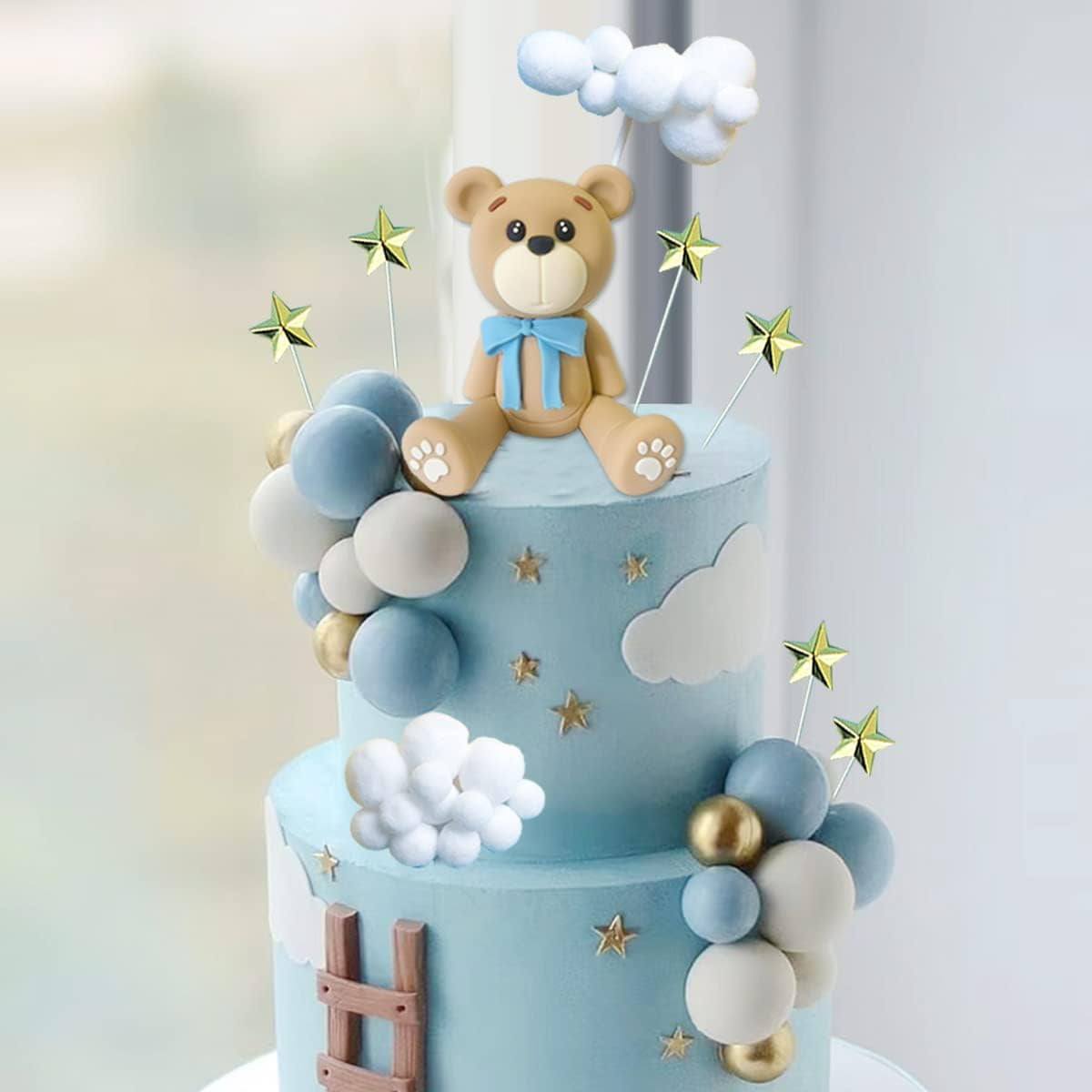 Bear Cake Toppers Bear Balls Cake AIS1 Decorations with Stars Clouds ...