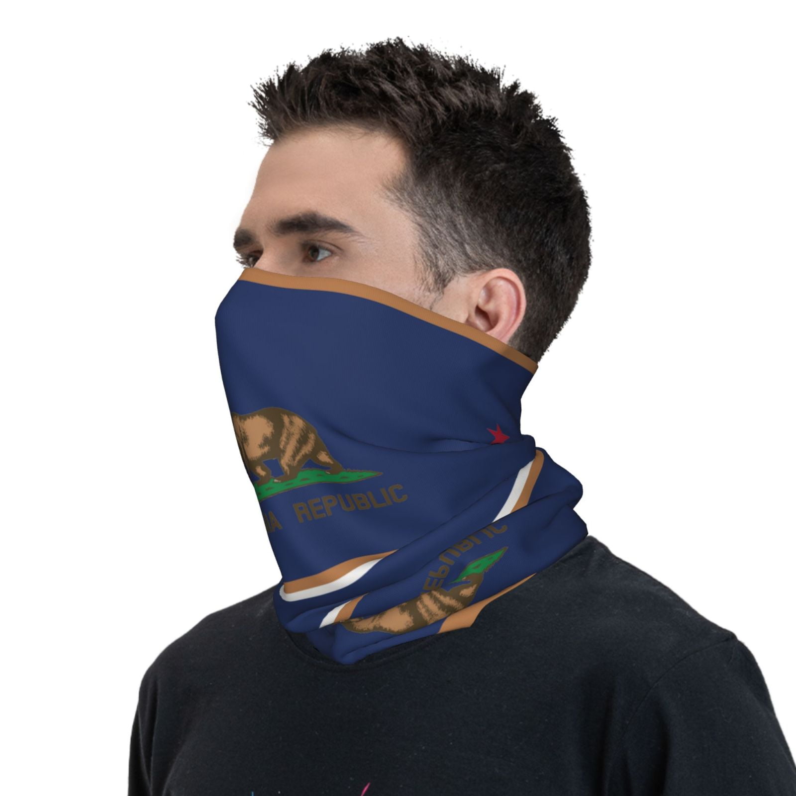 Bear California Flag Neck Gaiter Elastic Balaclavas Face Mask Versatile ...