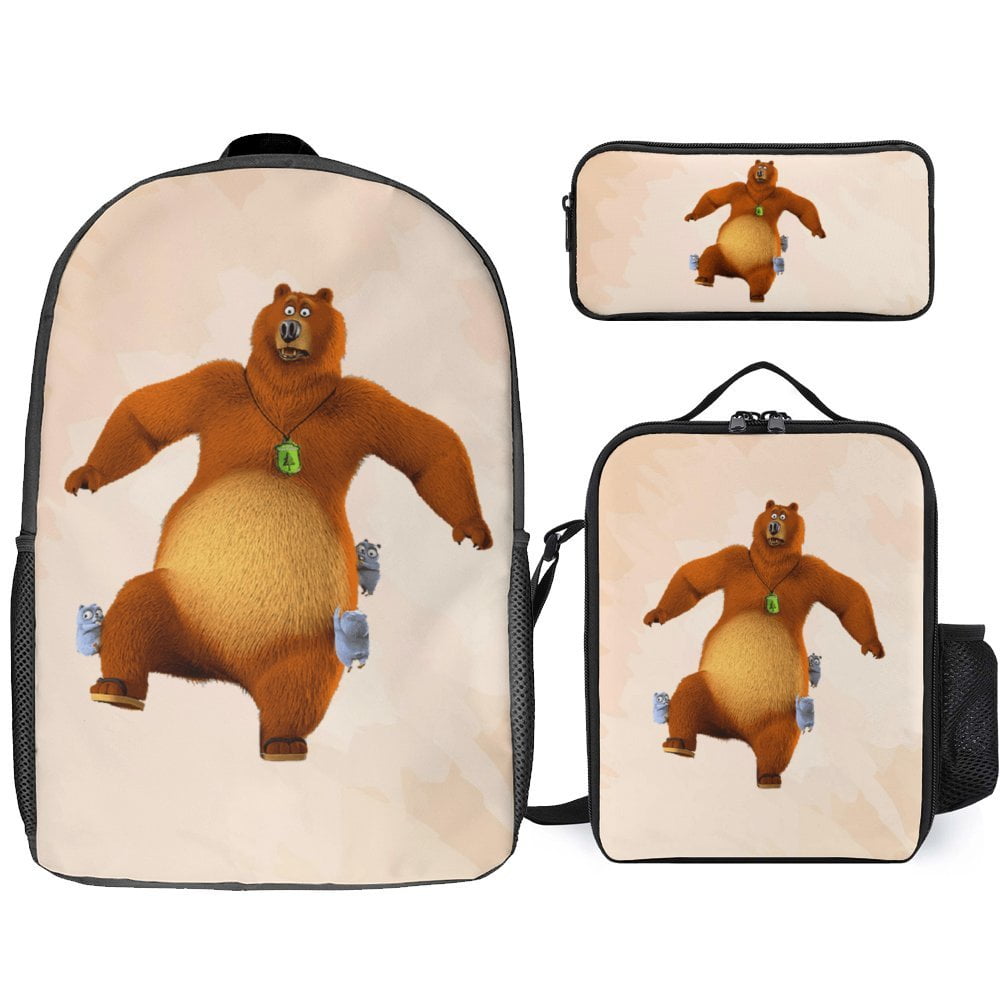 Bear Cartoon Grizzy And The Lemmings Laptop Backpack With Pencil Case ...