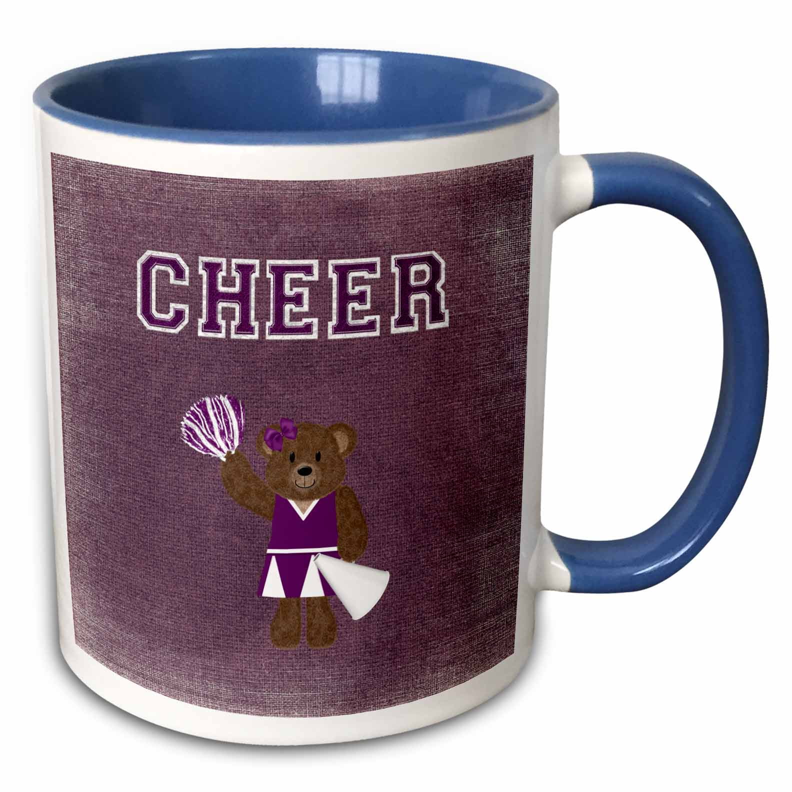 3drose, Bear Cheerleader with Pom Poms, Cheer, Purple, 15oz Two-tone ...