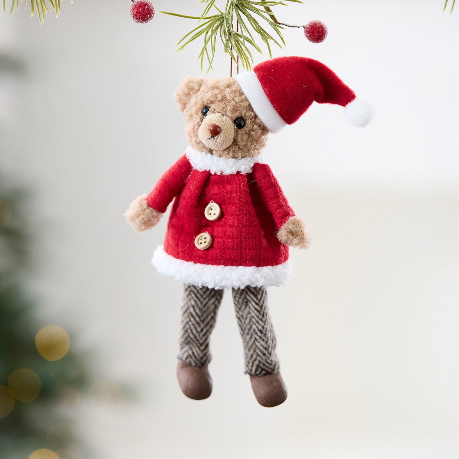 Bear Christmas Tree Pendant Cute Mini Christmas Ornament Holiday Window ...