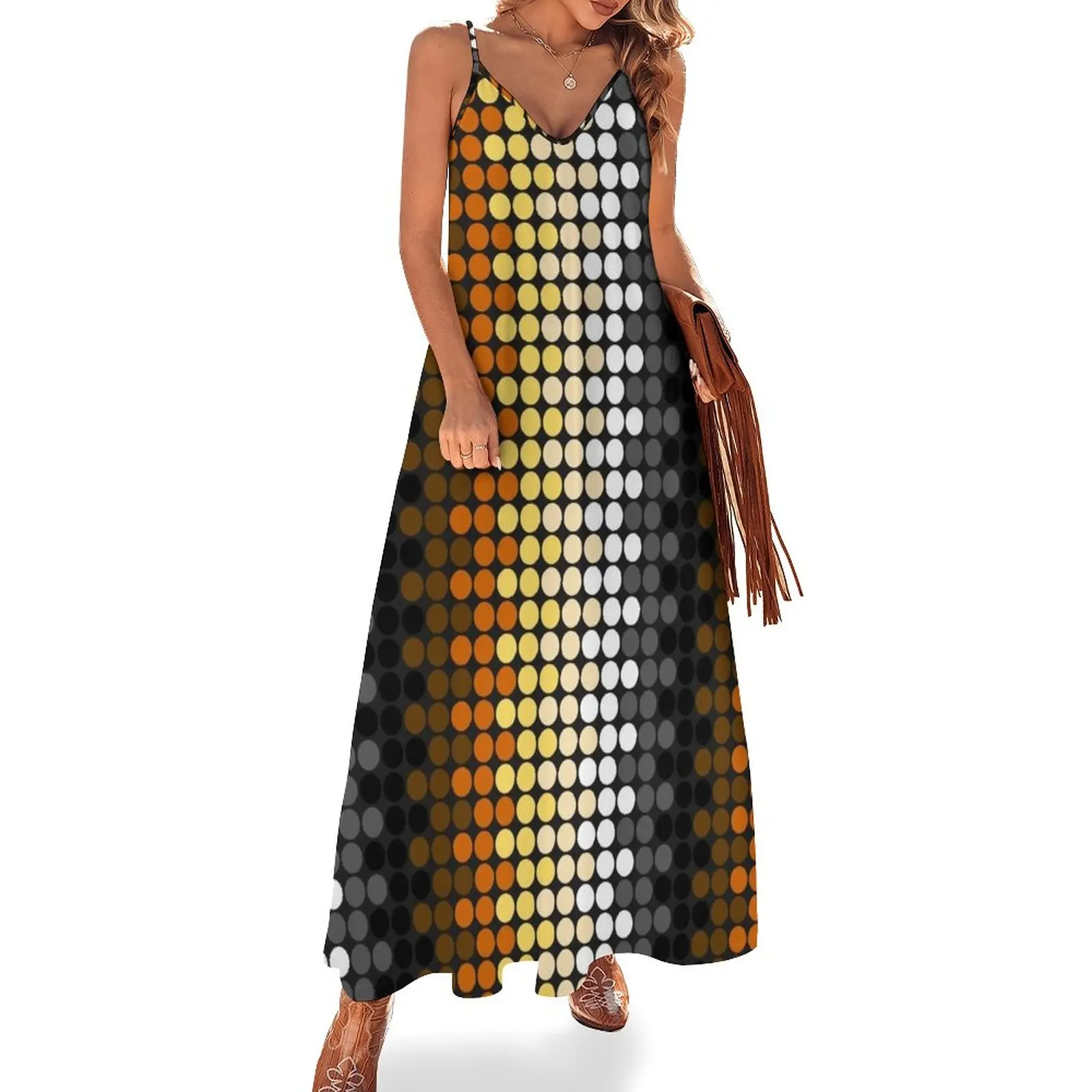 Bear Circle Pattern Sleeveless Dress Women's skirt evening dress Long ...