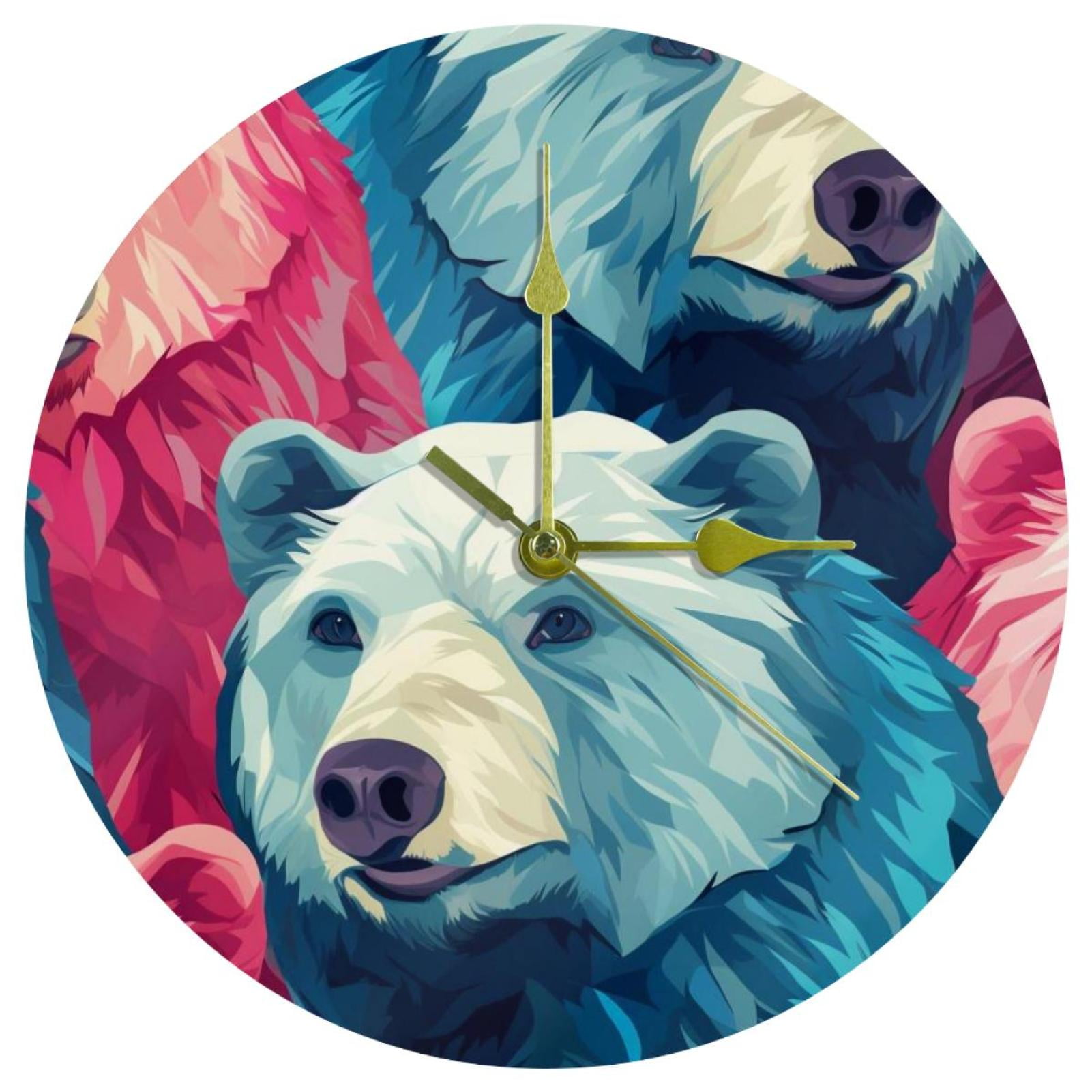 Bear Circular Acrylic Wall Clock - Elegant Timepiece for Home or Office ...
