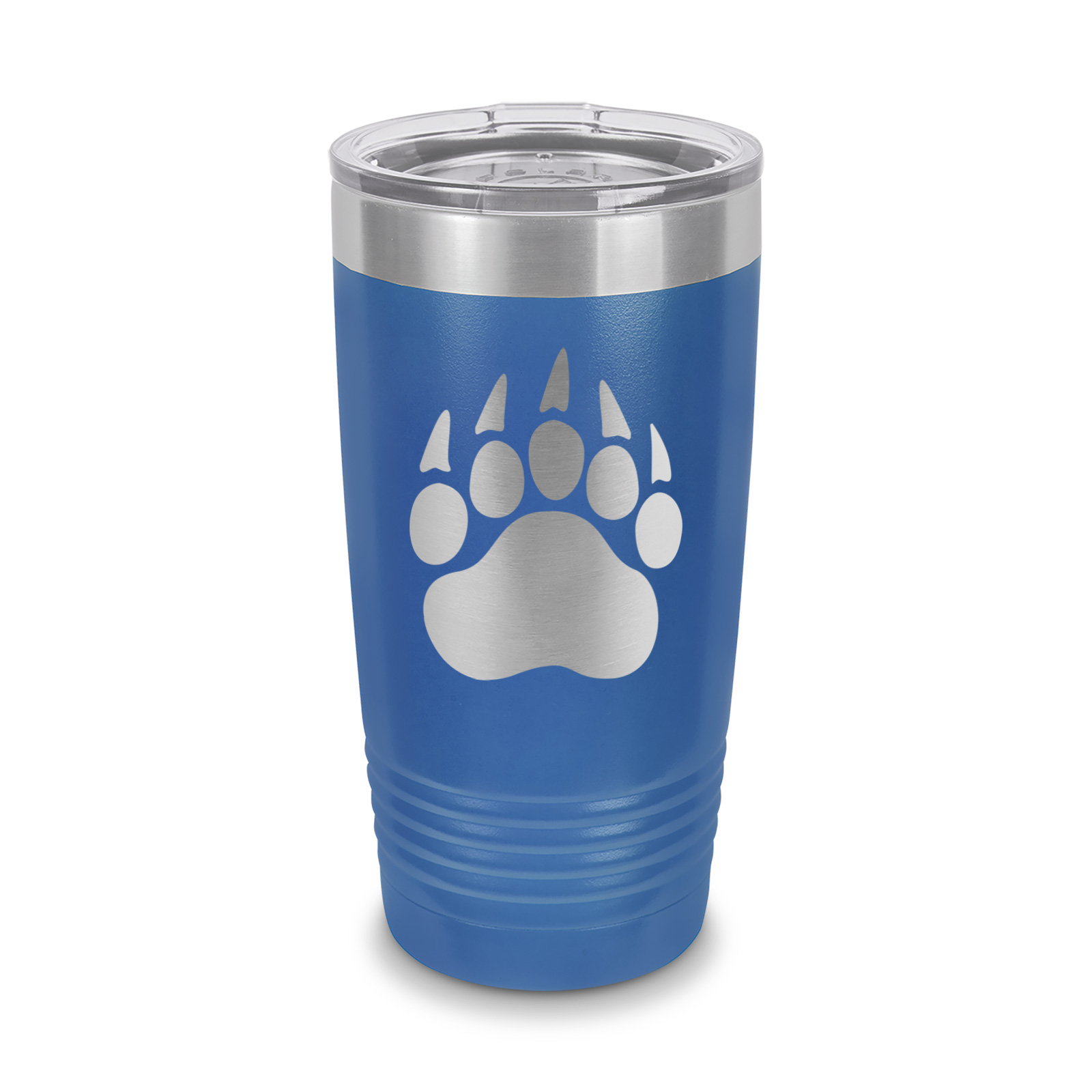 Bear Claw Tumbler 20 oz - Laser Engraved w/ Clear Lid - Stainless Steel - Vacuum Insulated ...