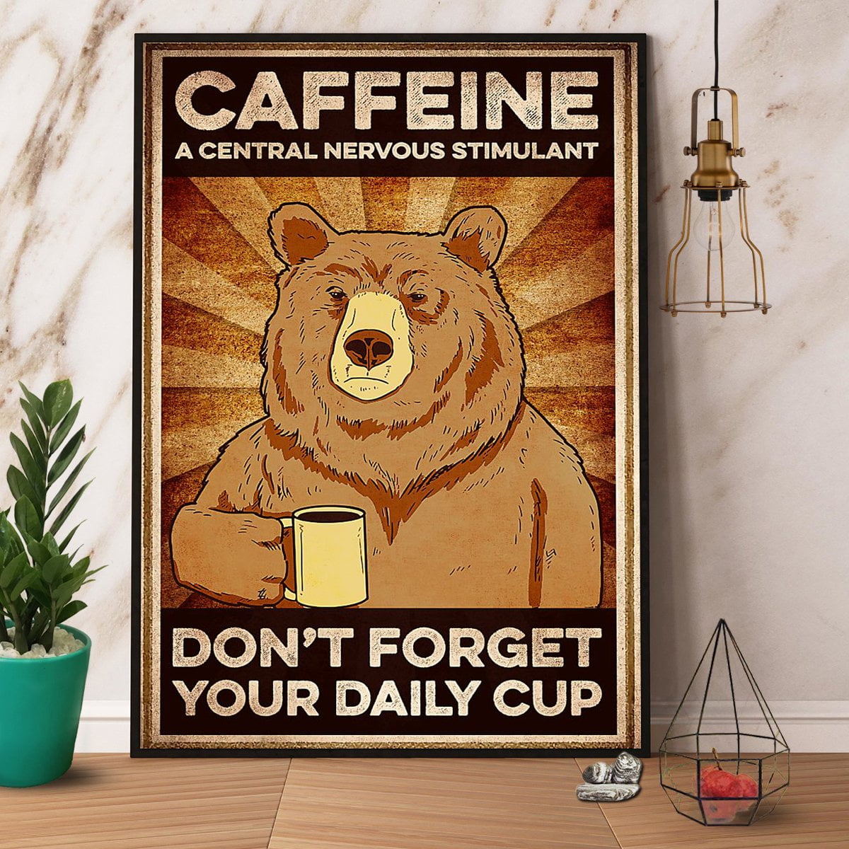 Bear Coffee Caffeine Don'T Forget Your Daily Cup Paper Poster No Frame ...