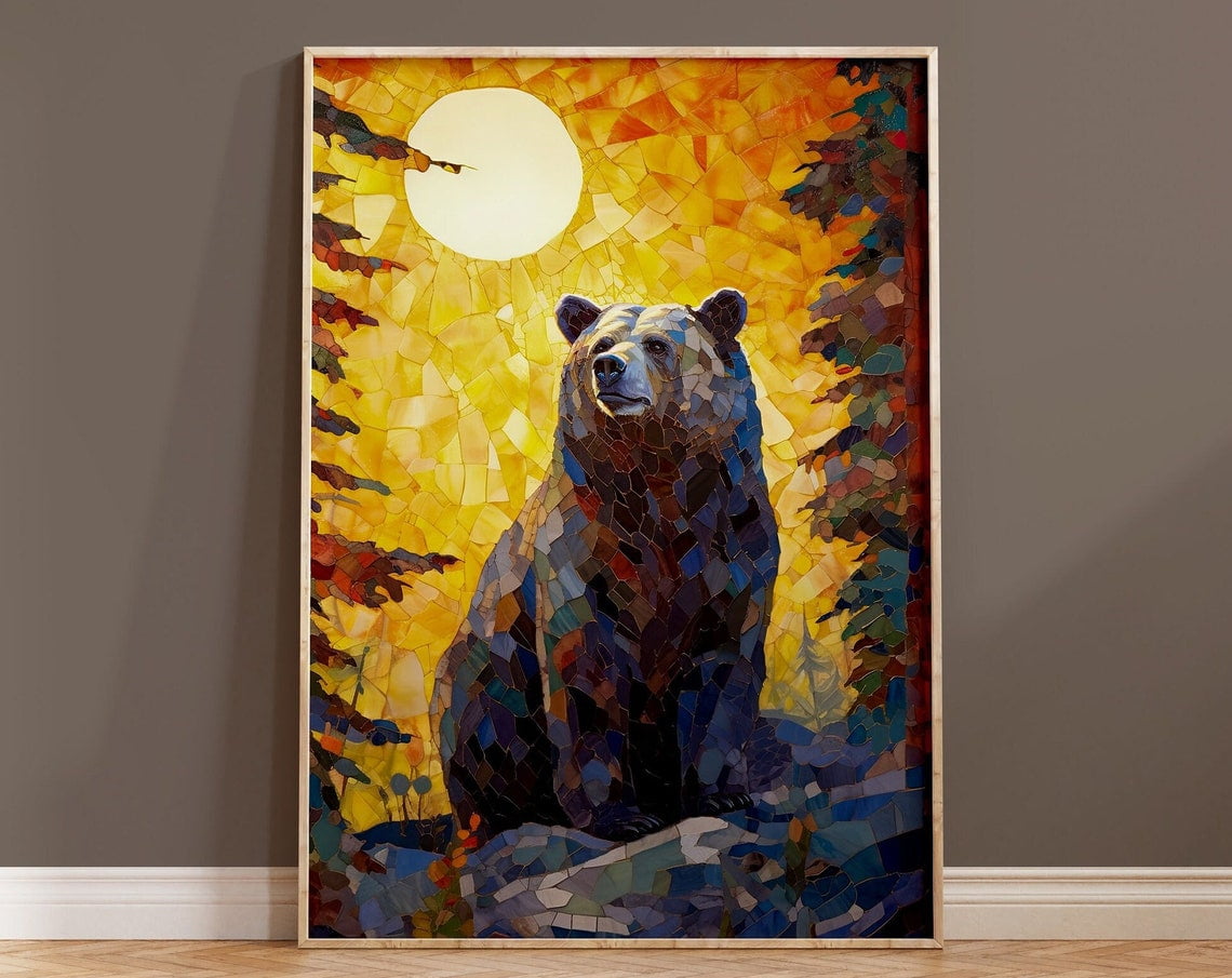 Bear Collage Wall Art Print Boho Unique Housewarming Gift For Animal ...