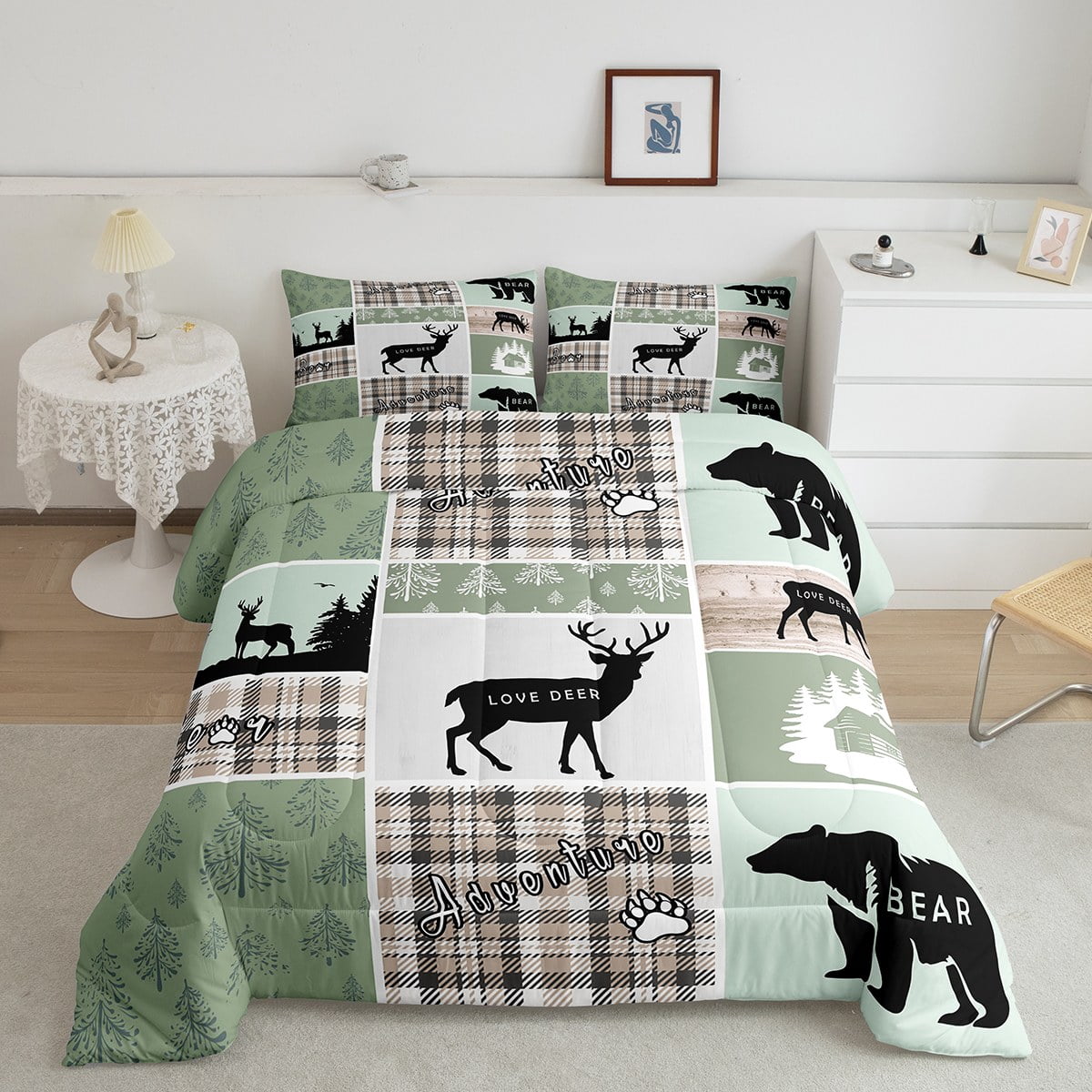 Bear Comforter Set, Rustic Farmhouse Bedding King Size Teens Adult ...