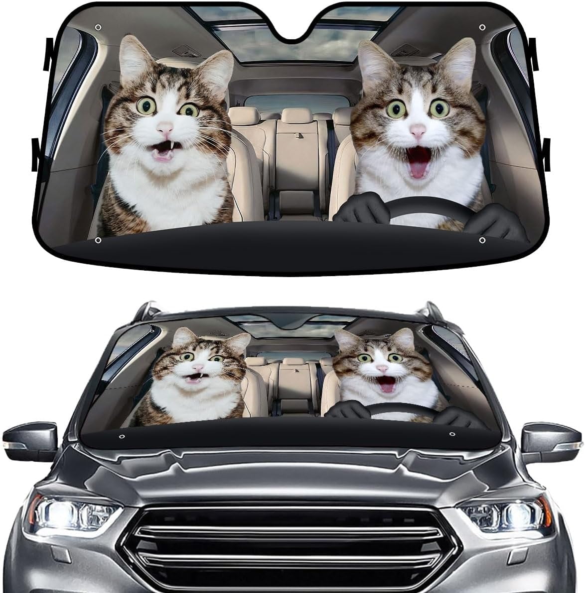 Bear Couple Funny Windshield Sun Shade for Car SUV Truck (55x30 Inches),Sun Shade Windshield ...