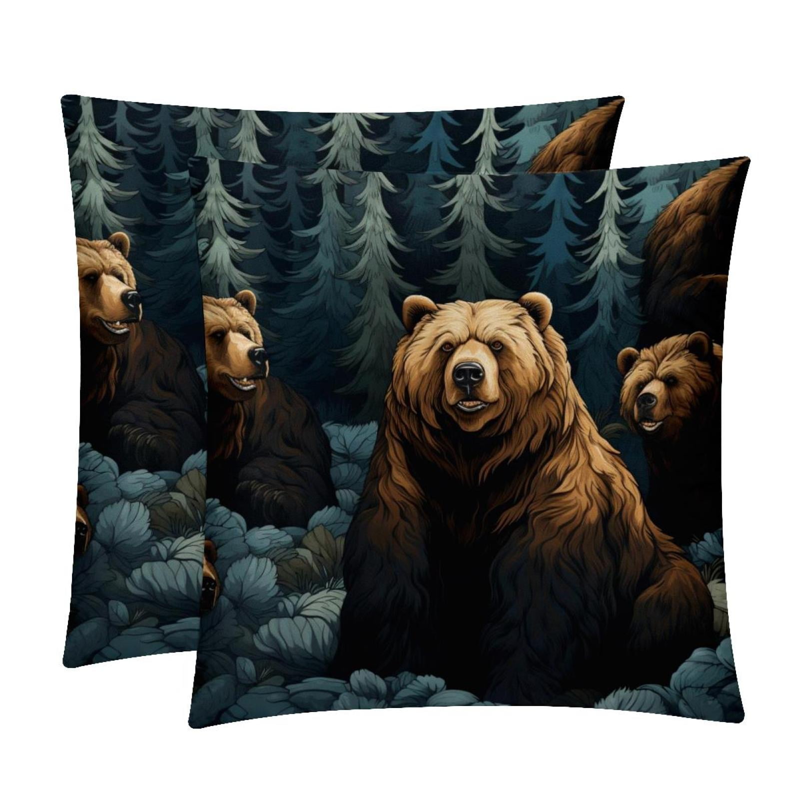 Bear Covers Set of 2 with Velvet Fabric and Unique Patterns for 16x16 ...