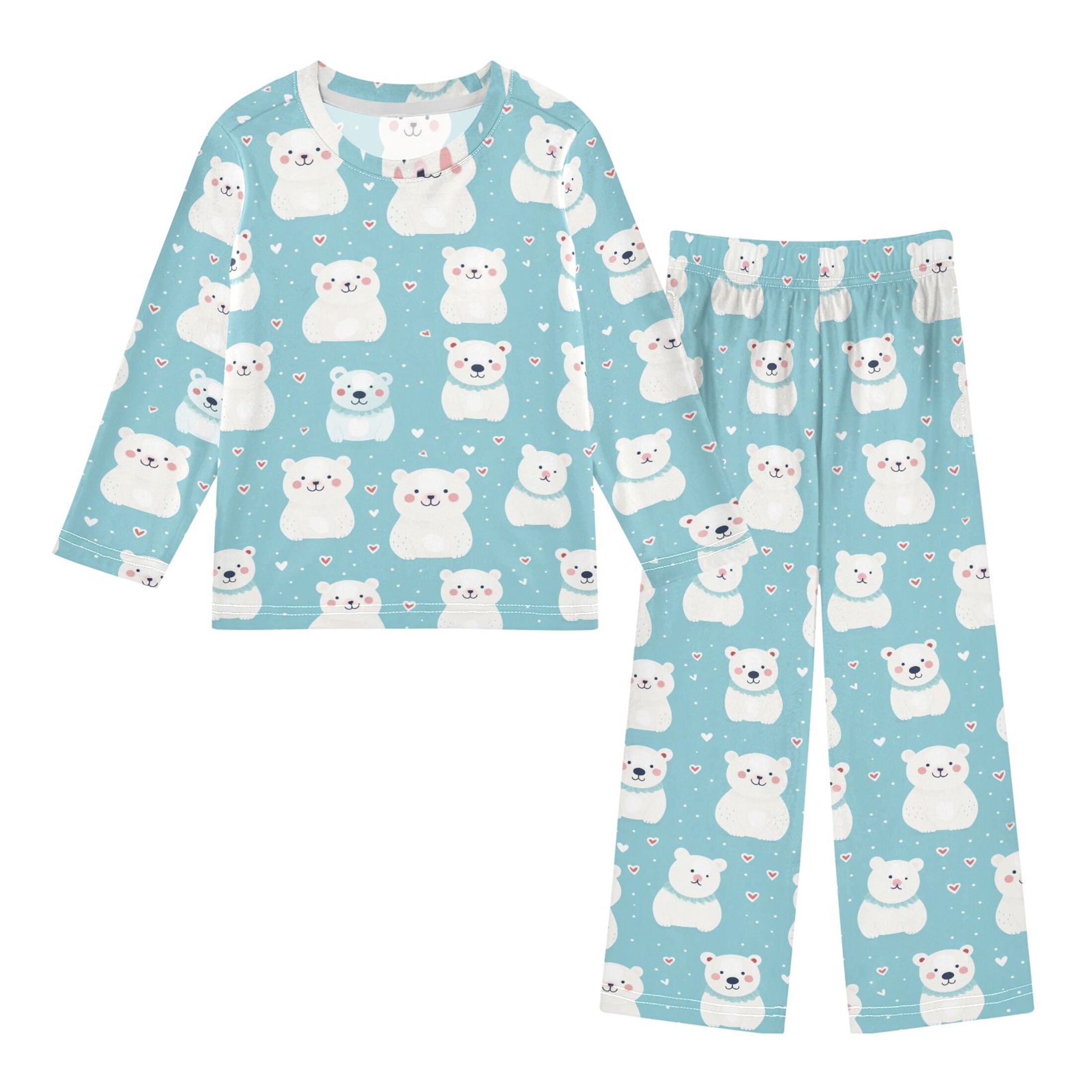 Bear Cozy Soft Long Sleeves Top and Pants 2 Piece Cool Pjs Pajamas Set ...