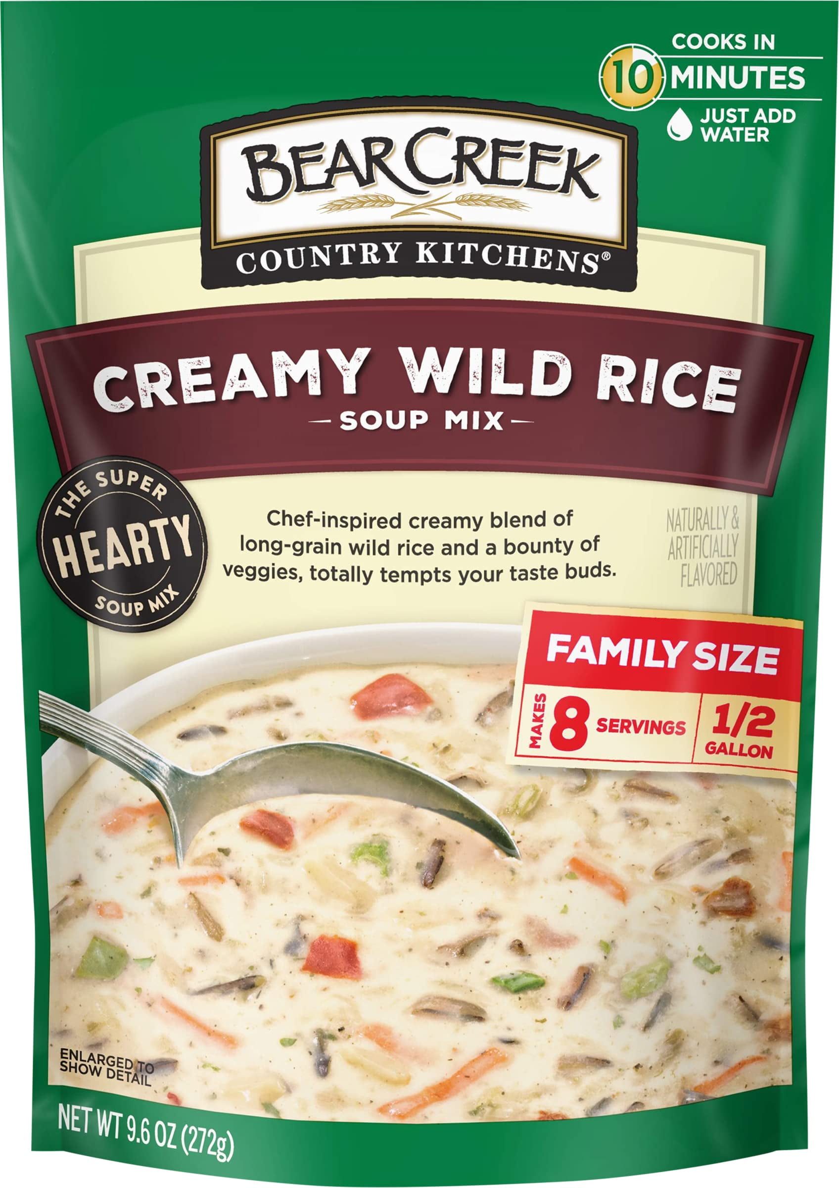 Bear Creek Creamy Wild Rice Soup Mix, 9.6 oz Pack of 10, Rice, Carrots ...