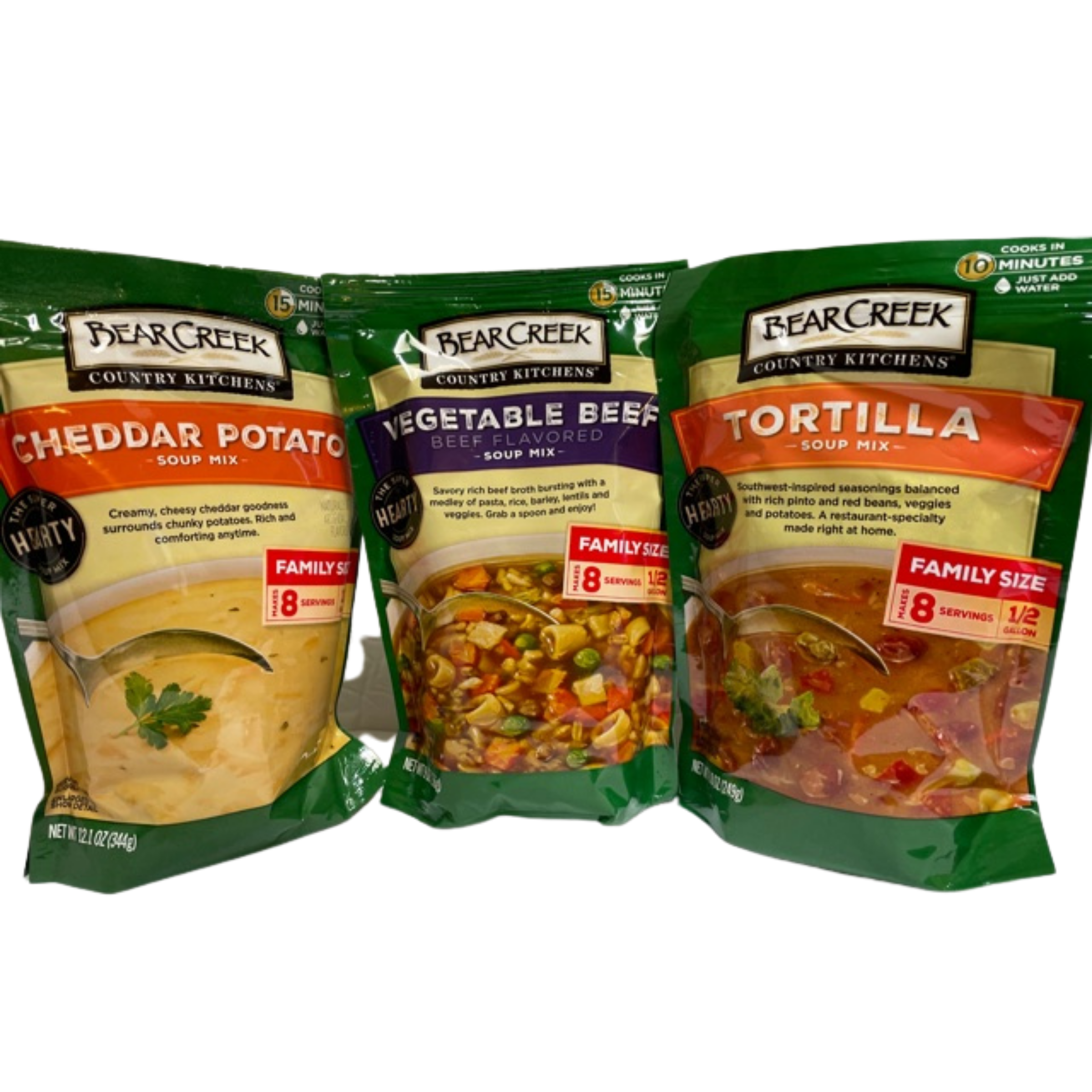 Bear Creek Soup Mix Bundle, Tortilla, Cheddar Potato, Vegetable Beef, 3 ...