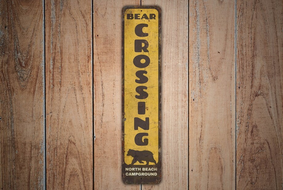 Bear Crossing Sign Campground Decor Campground Sign Bear Crossing ...