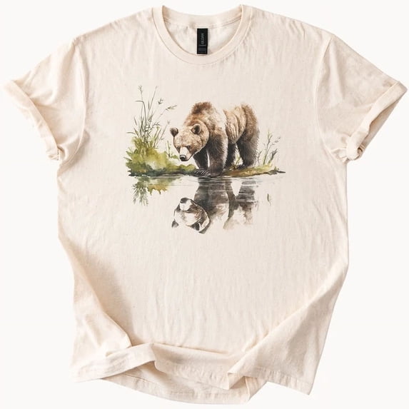 Bear Cubs Reflection T Shirt Nature Graphic Tee Wildlife Art Top ...