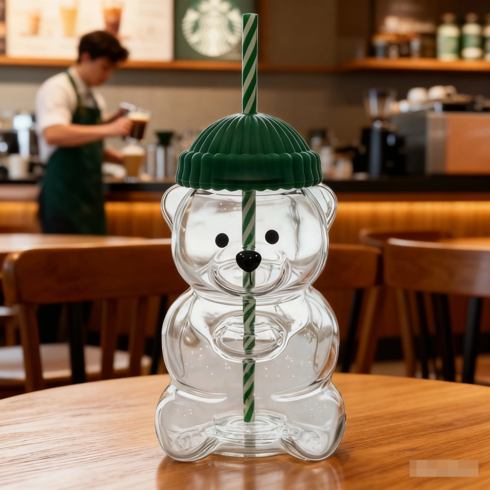 Bear Cup with Straw and Lid, 20oz Clear Bear Glass Cup, Cute Kawaii ...