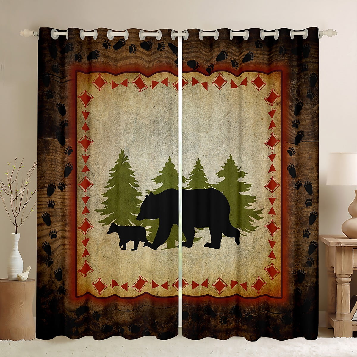 Bear Curtains Rustic Farmhouse Bear Wildlife Blackout Curtains for ...