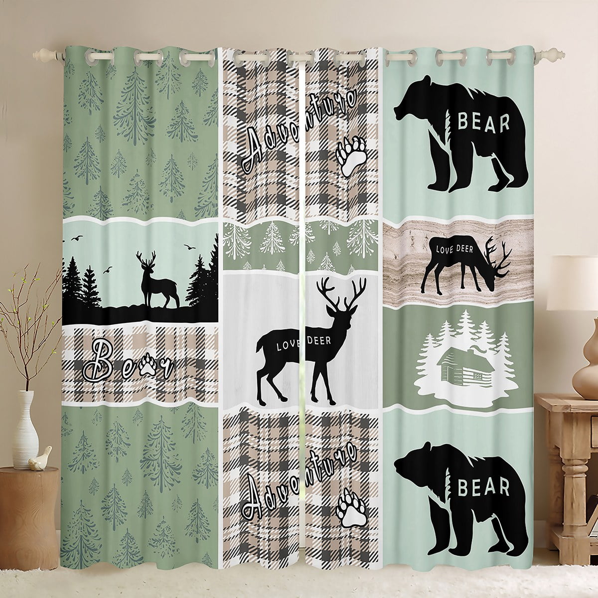 Bear Curtains, Rustic Farmhouse Blackout Curtains For Kids Boys Teens ...