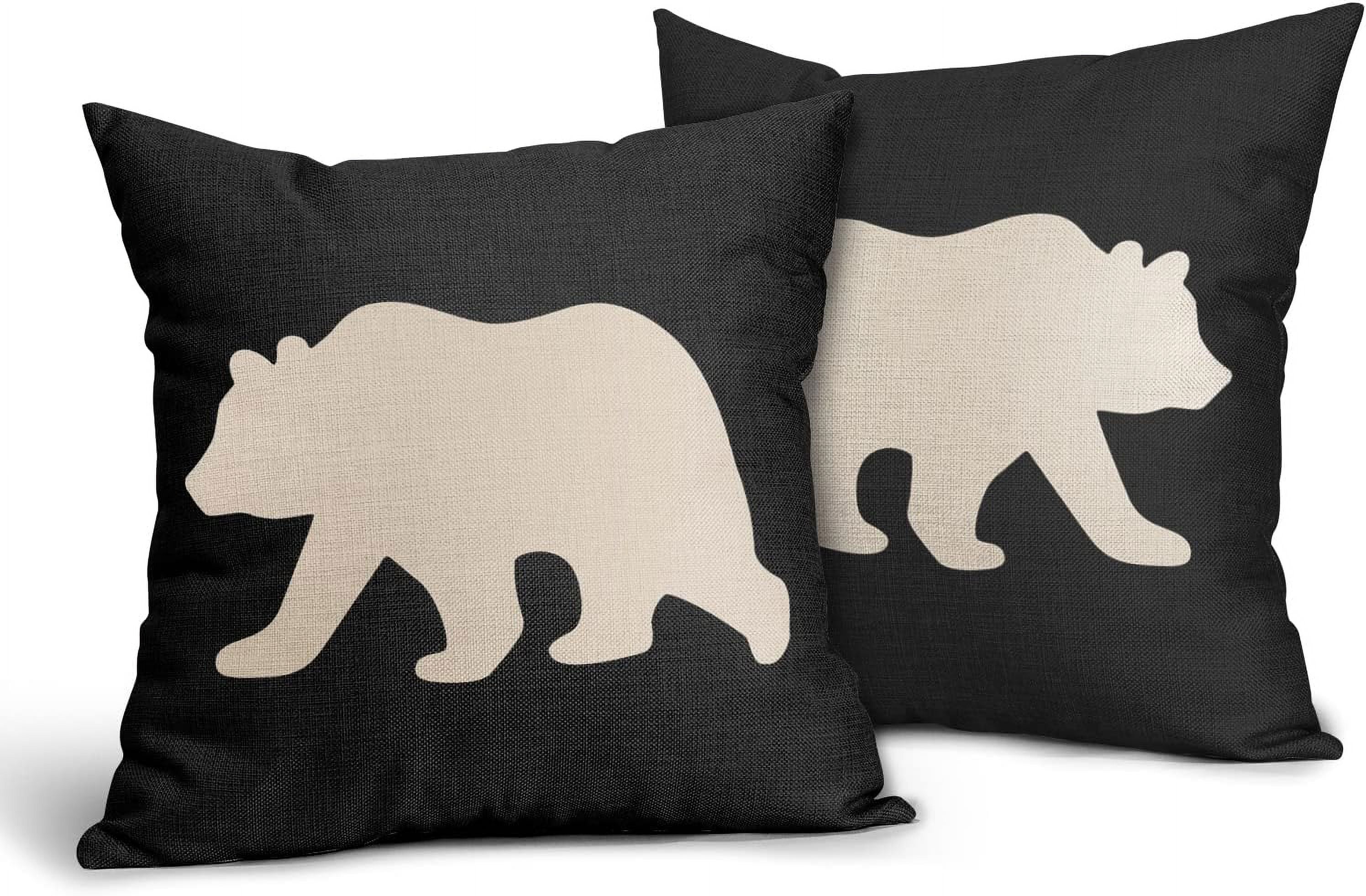 Bear Decorative Outdoor Pillow Covers 18x18 Inch Pack of 2 Modern Black ...