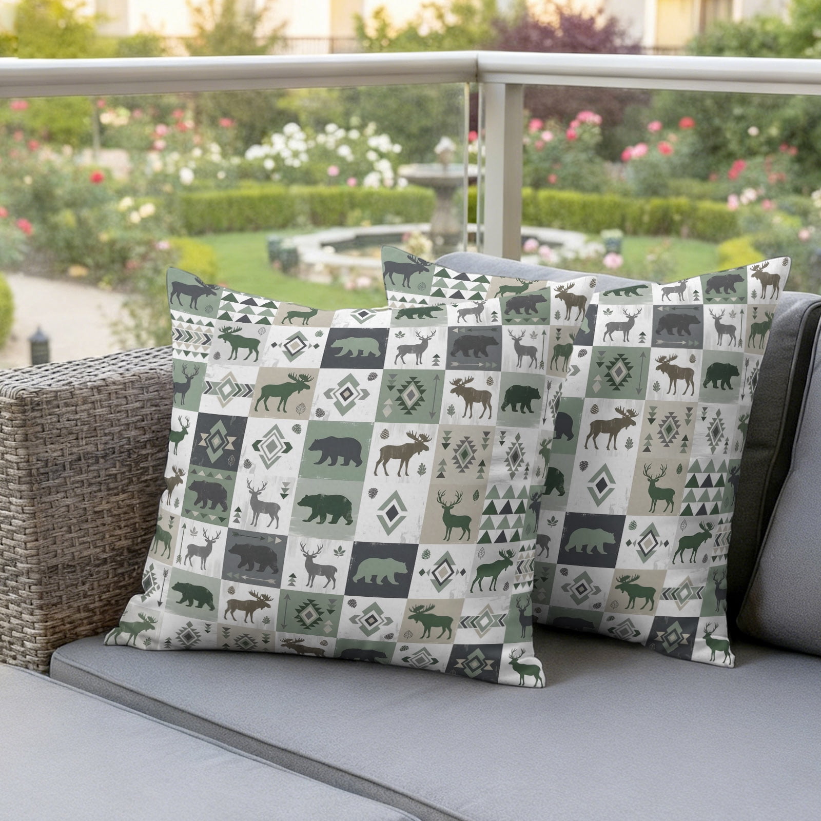 Bear Deer Animal Silhouettes Waterproof Throw Pillow Covers Set of 2 ...