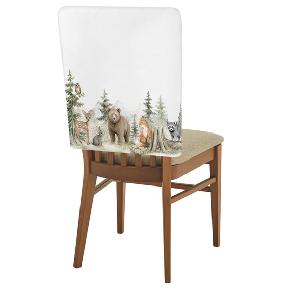 Bear Deer Fox Rabbit Chair Back Covers Set of 2 Rustic Green Forest ...
