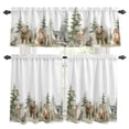 Bear Deer Fox Rabbit Kitchen Curtains Set for Windows, Rustic Green ...