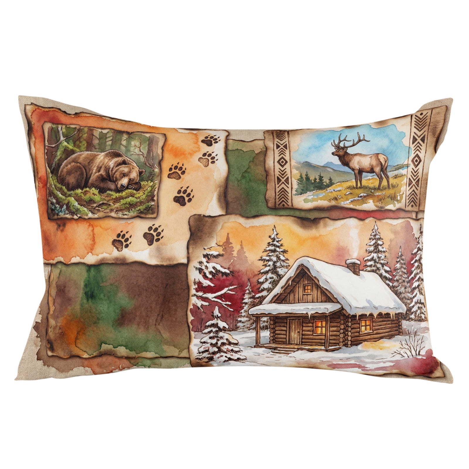 Bear Deer Throw Pillow Cover 20 x 36 Inch Decorative Pillow Cover ...