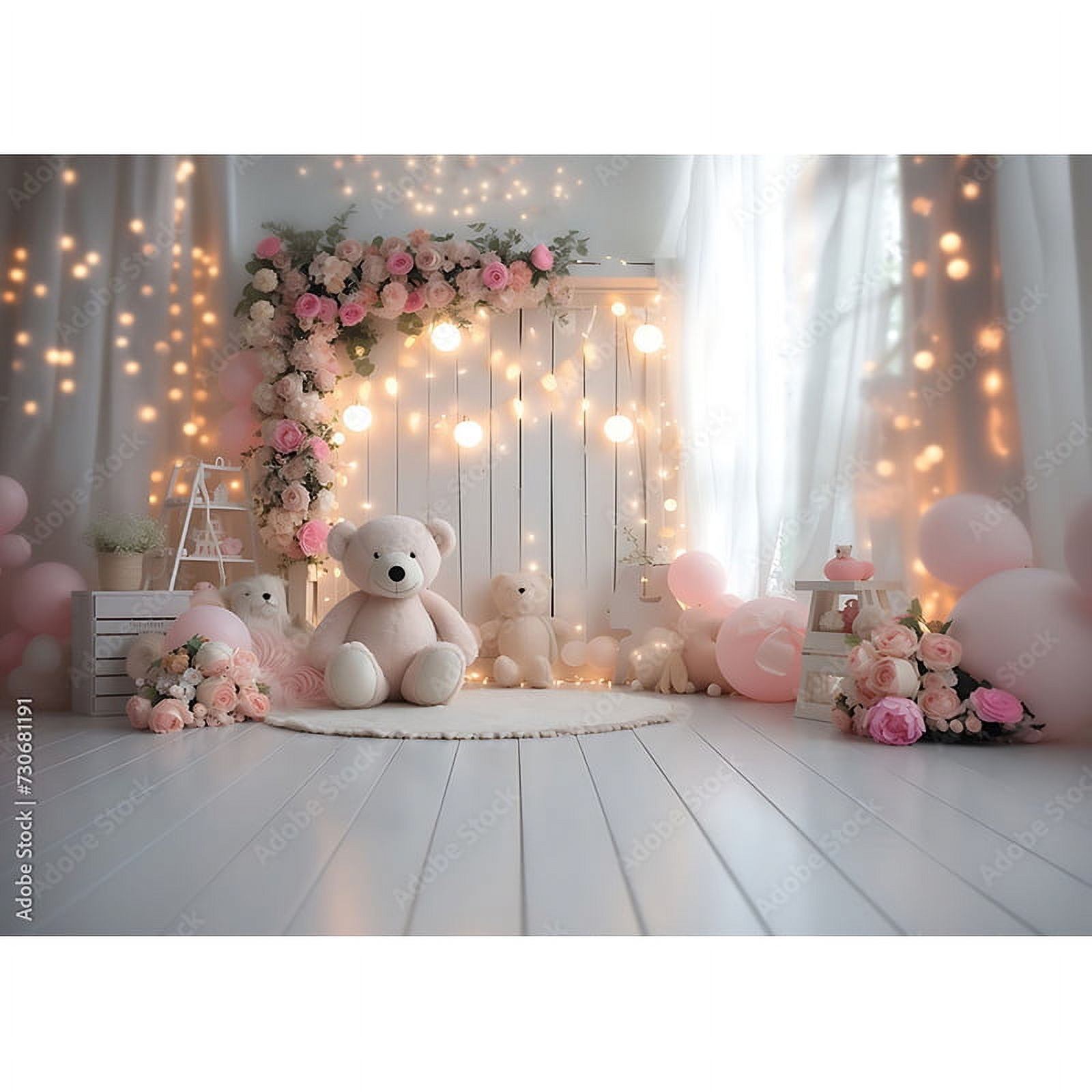 Bear Digital Background for Baby Birthday Cake Smash Studio Photography ...