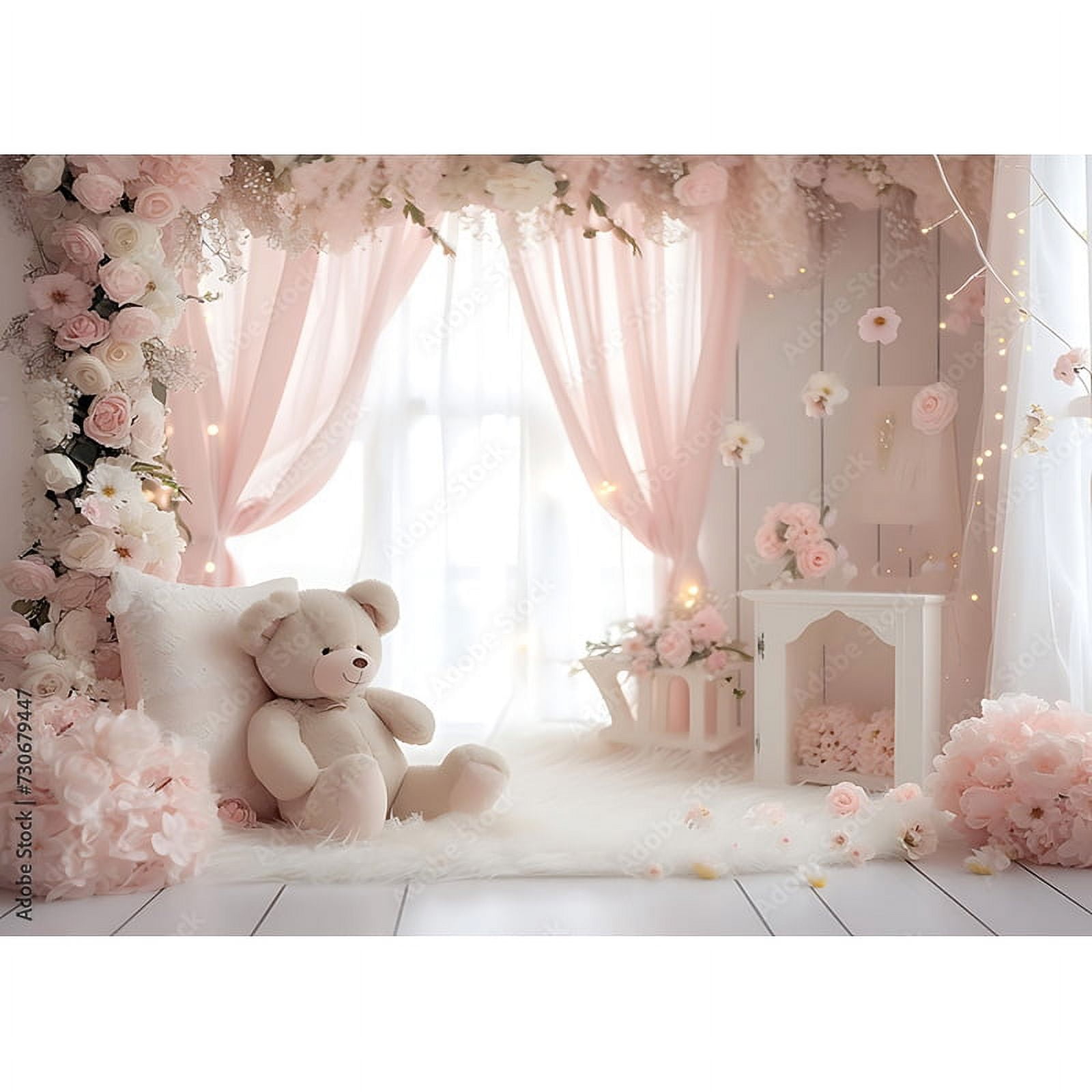 Bear Digital Background for Baby Birthday Cake Smash Studio Photography ...