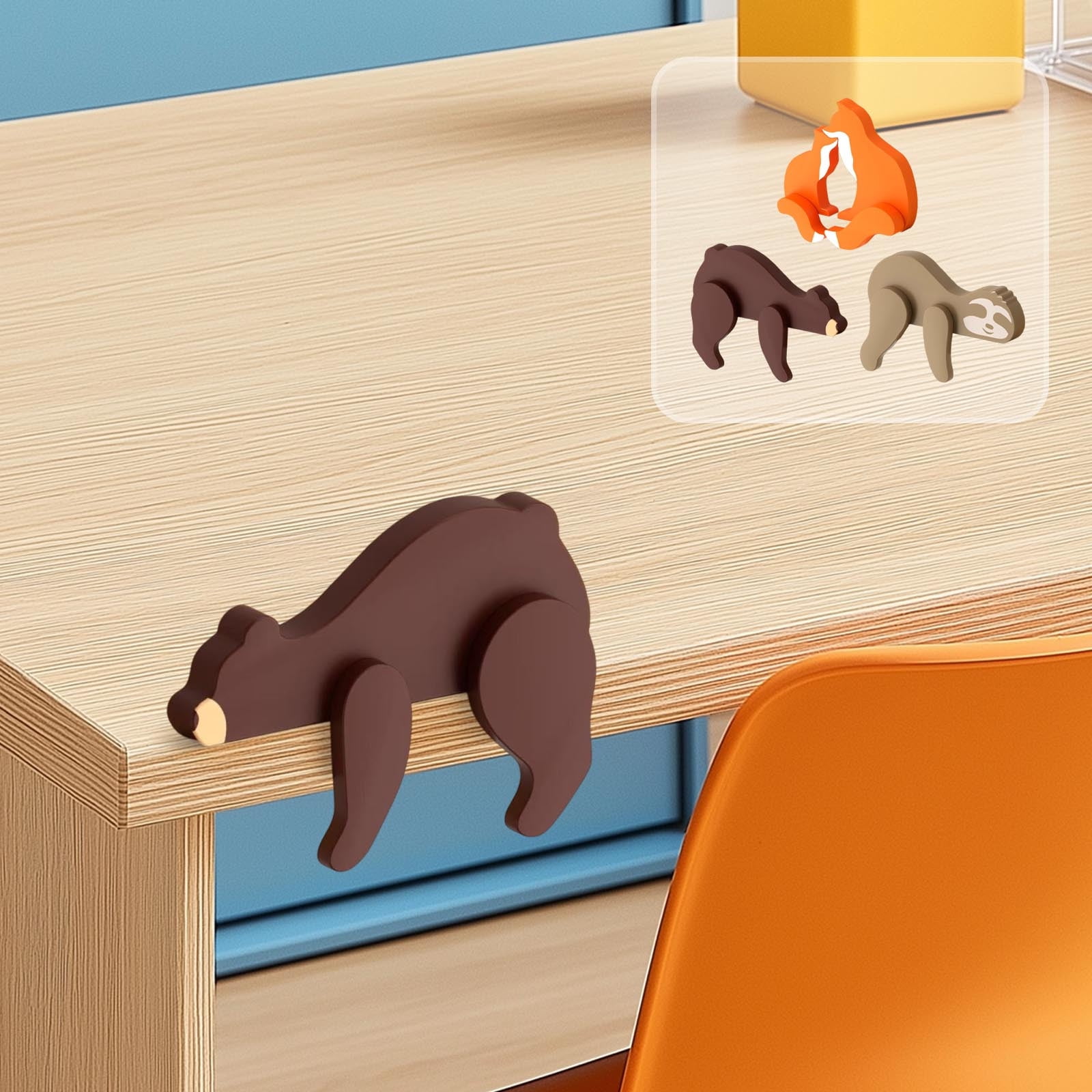 Bear Door Frame Ornament,Silly Corner Decor,Rustic Wood Material for ...