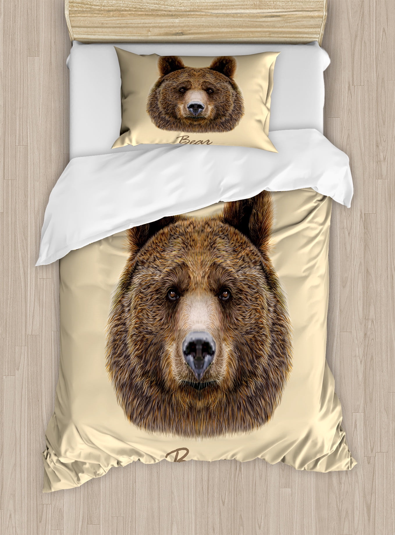 Bear Duvet Cover Set, Big Bear of North America and Eurasia Realistic ...
