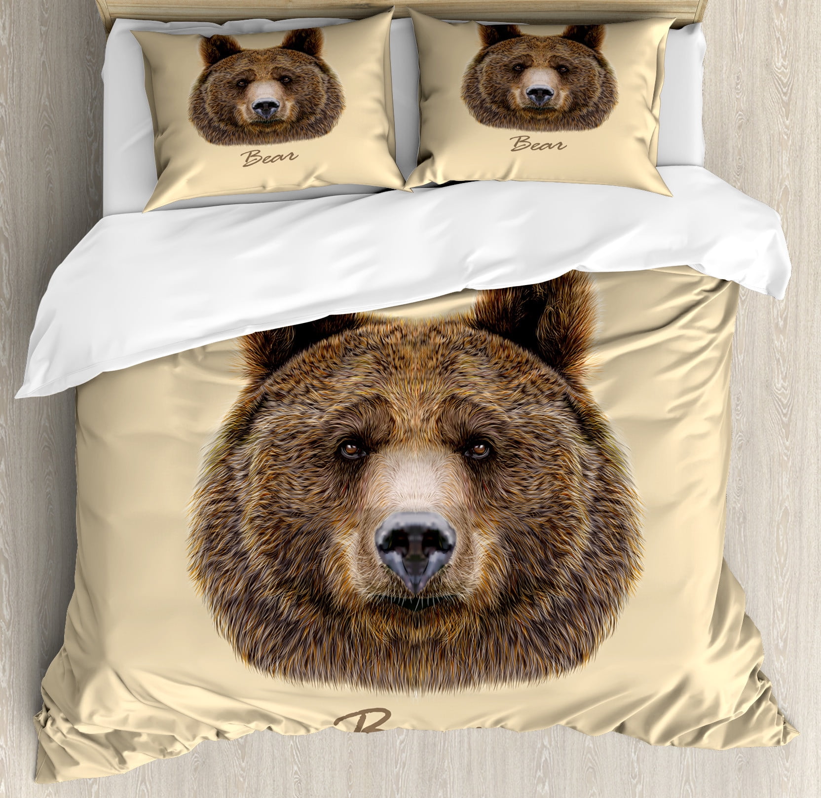 Bear Duvet Cover Set, Big Bear of North America and Eurasia Realistic ...