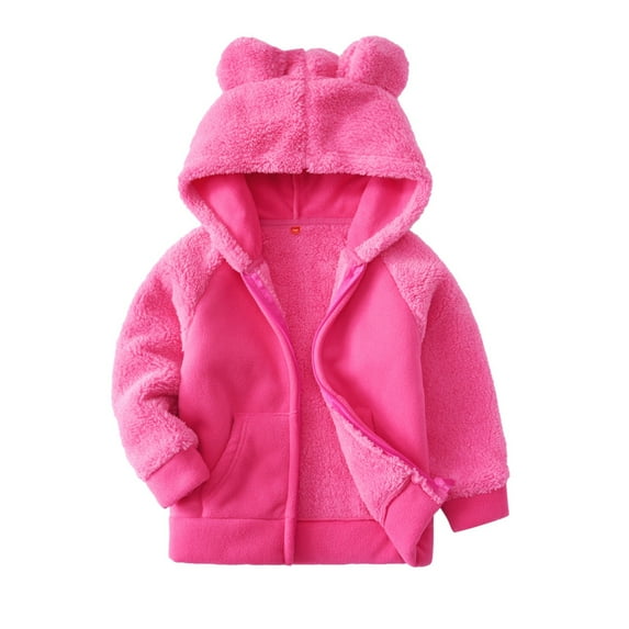 Bear Ears Hooded Jacket for Toddler Boys Soft Warm Zip Up Lightweight Sweatshirt Cozy Winter ...