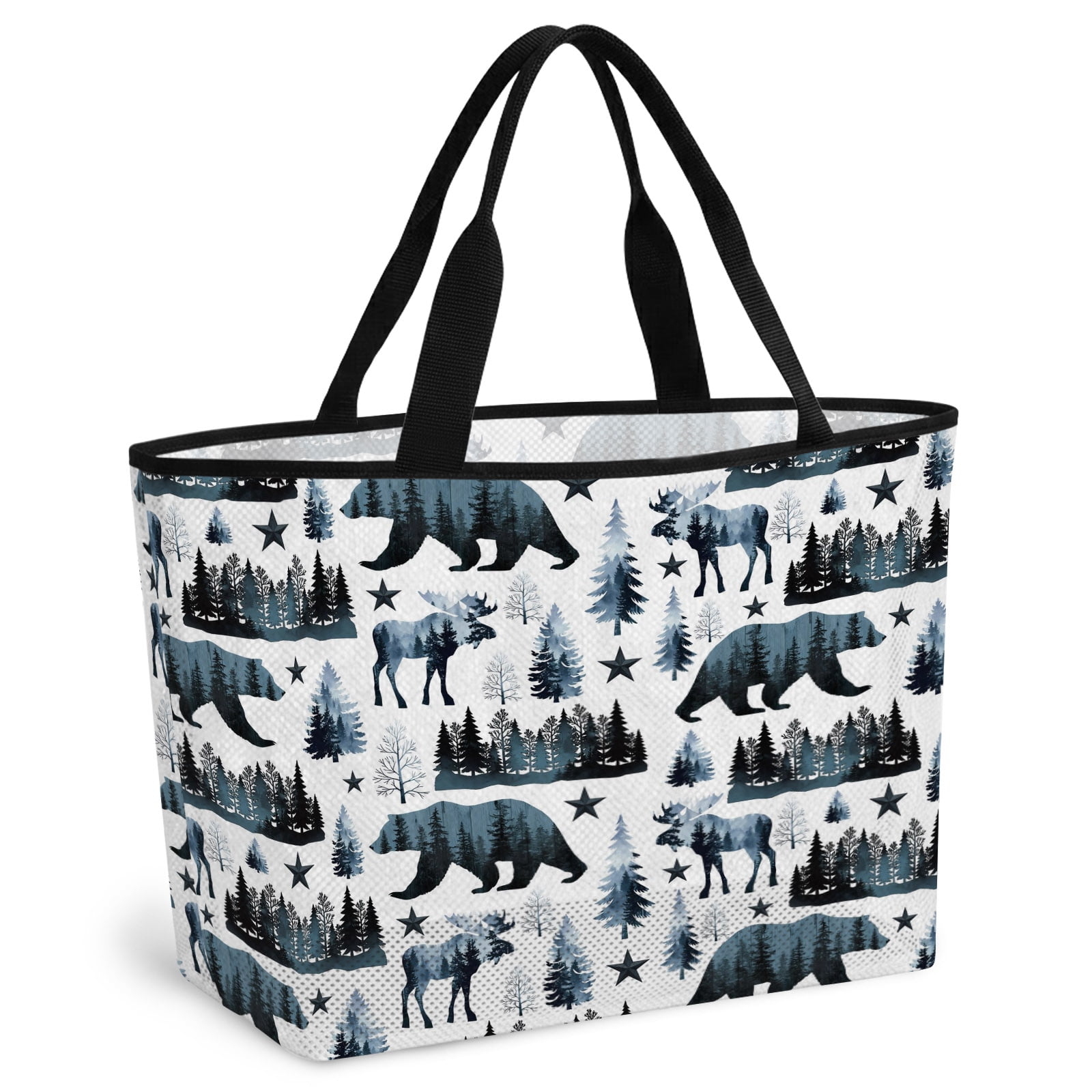 Bear Elk Cabin Beach Bag for Women, Large Breathable Mesh Beach Tote ...