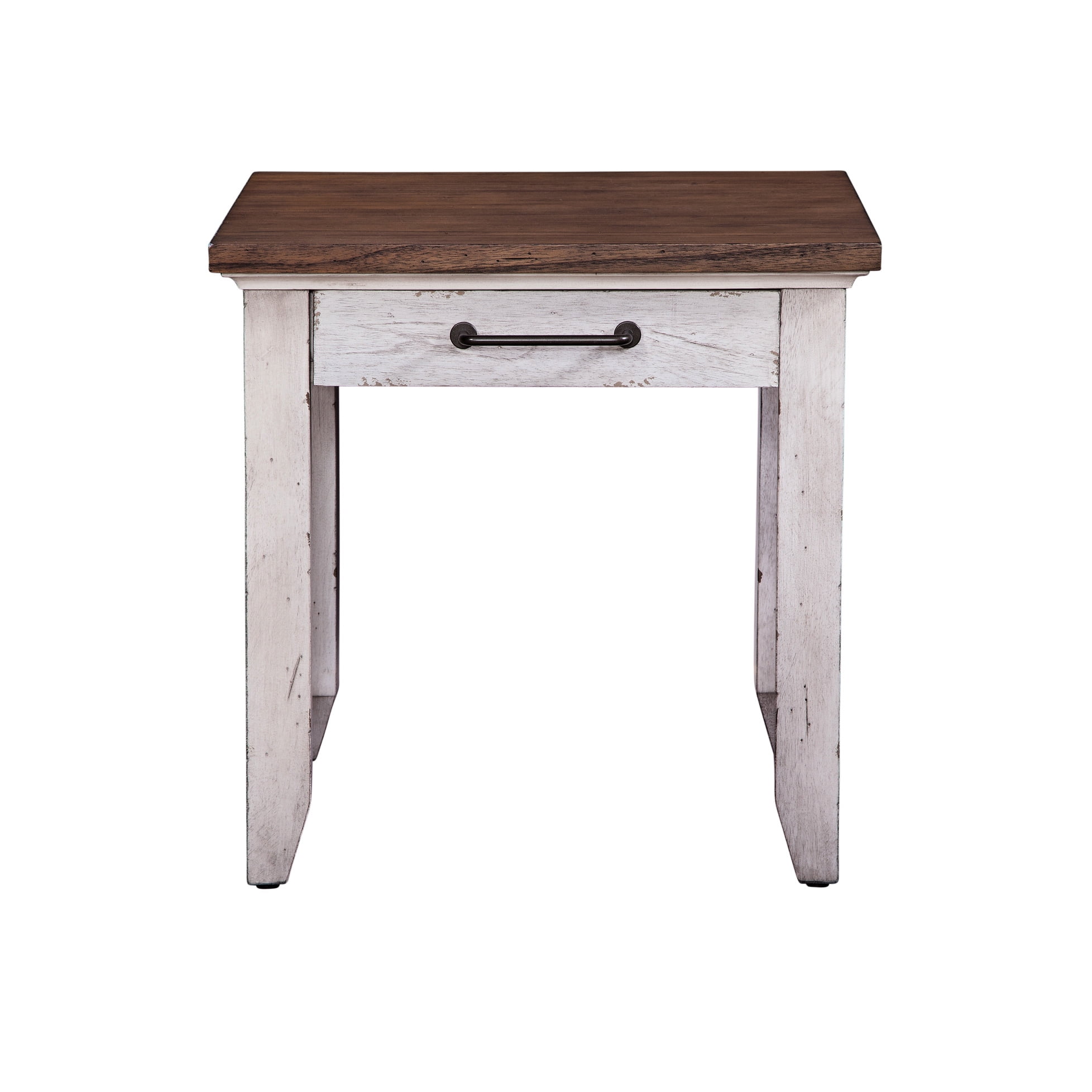 Bear End Table In White With A Design And Distressed Accents Veneers ...