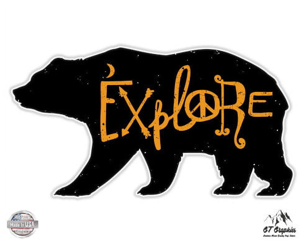 Bear Explore Adventure Theme - 8" Vinyl Sticker - For Car Laptop I-Pad ...