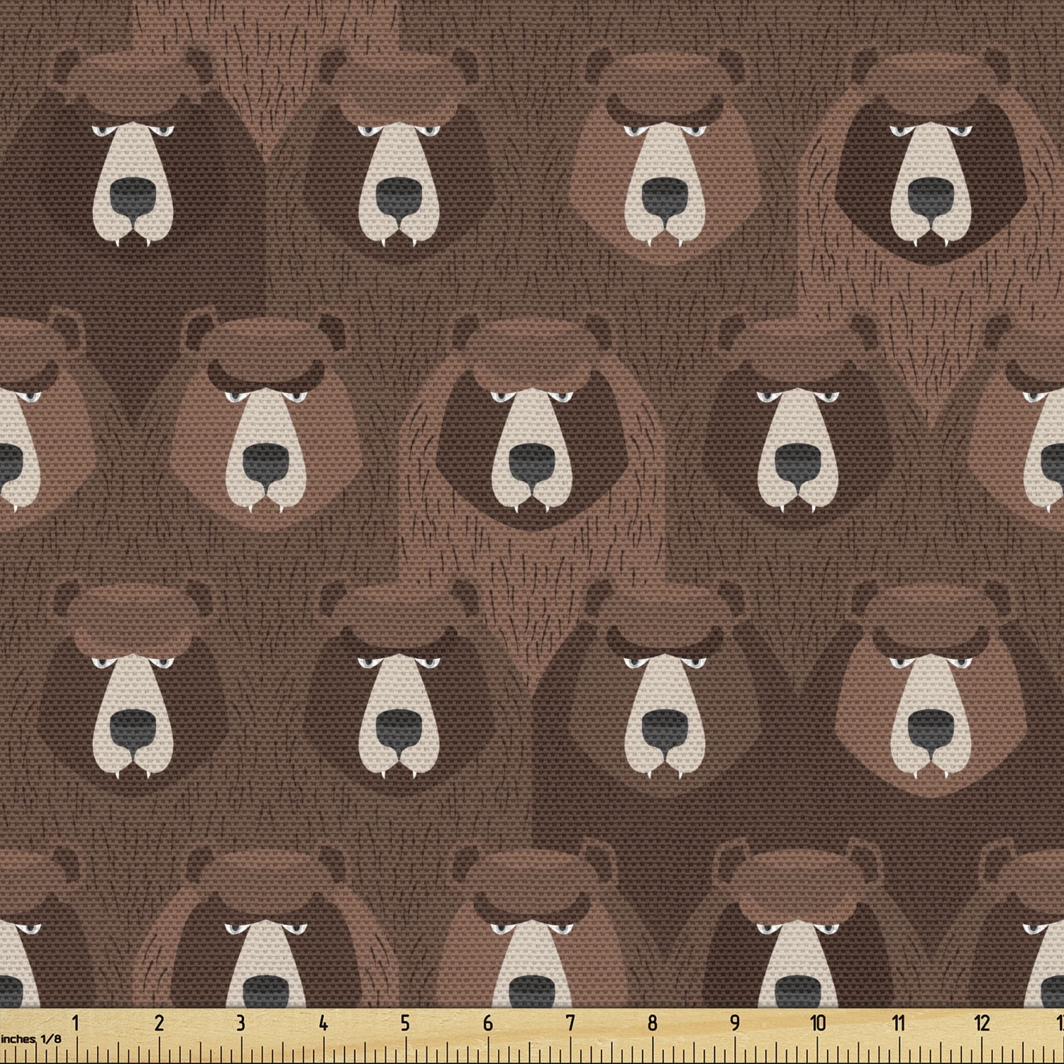 Ambesonne Bear Fabric by the Yard Upholstery, Flock of Big Angry Bears ...