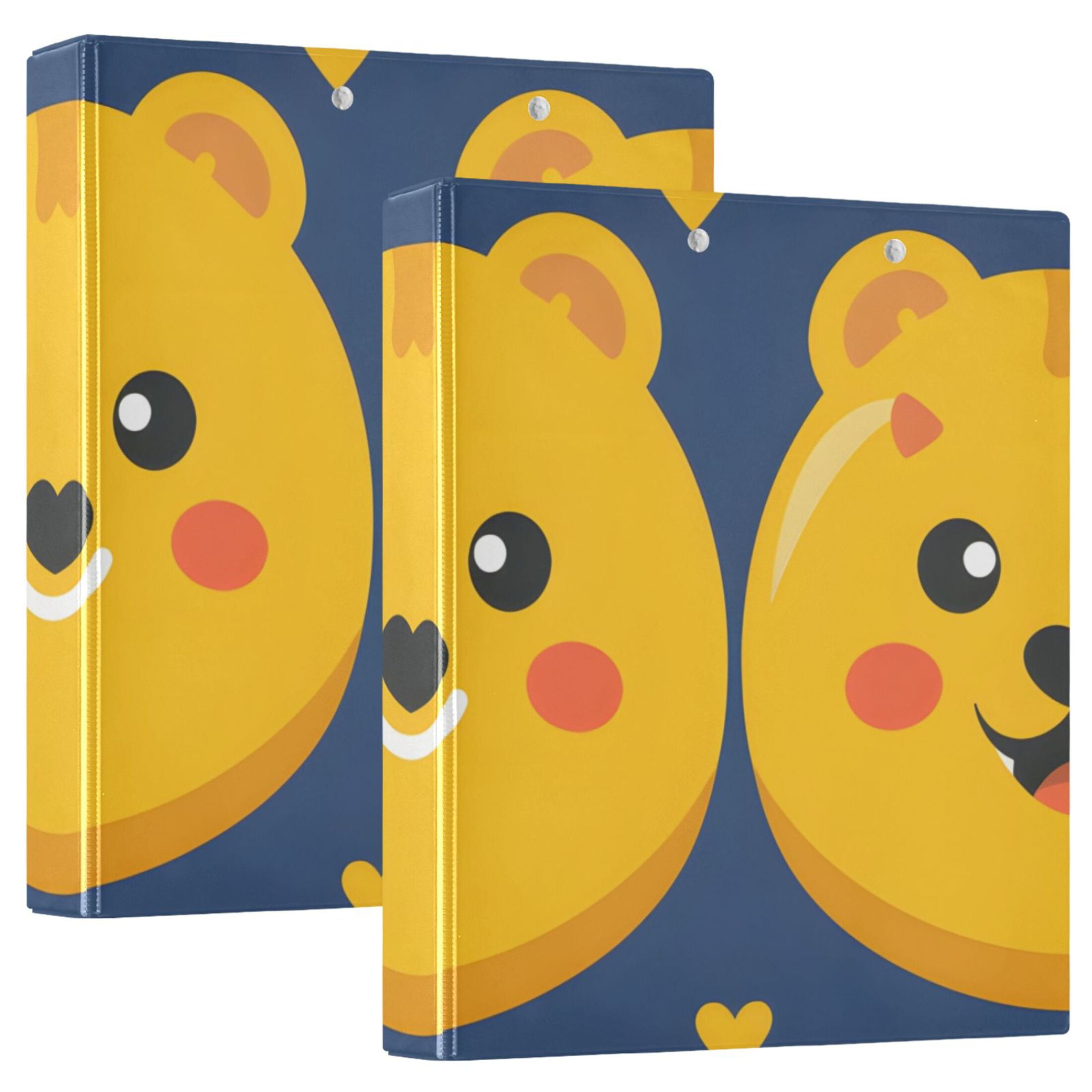 Bear Face Yellow 3 Ring Binders 1.5 inch Hardcover File Folders with ...