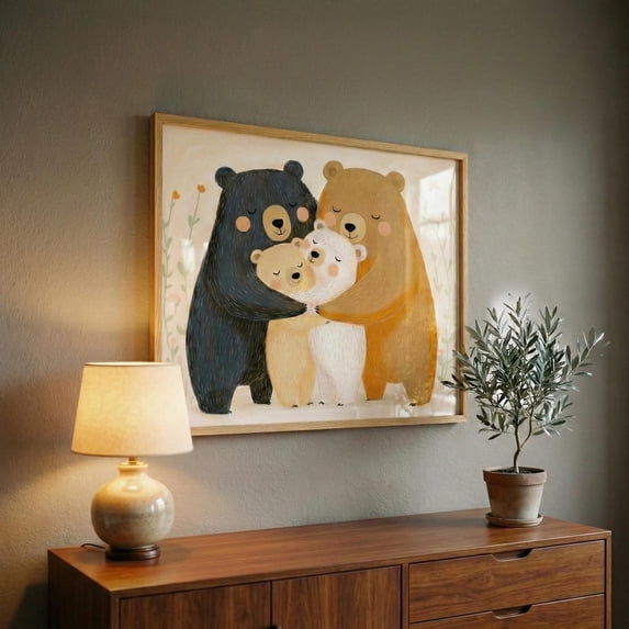 Bear Family Art Woodland Nursery Decor Mama Papa Baby Bear Print ...
