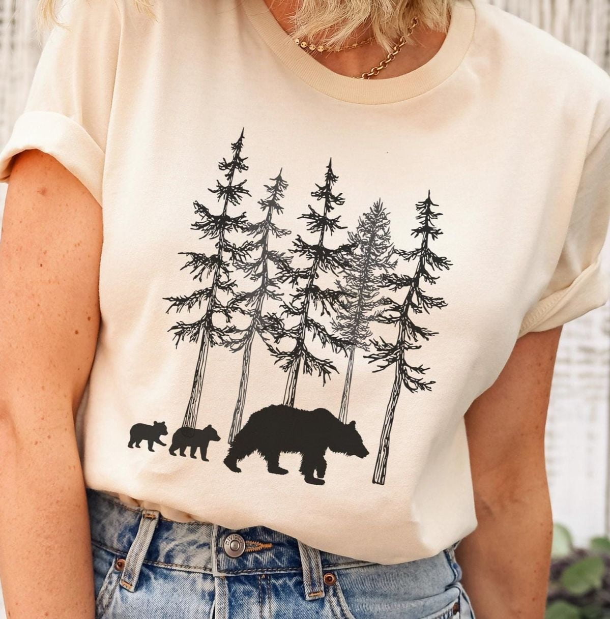 Bear Family Forest Silhouette Shirt Wildlife Nature Scene Outdoor ...