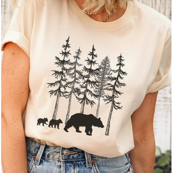 Bear Family Forest Silhouette Shirt Wildlife Nature Scene Outdoor ...