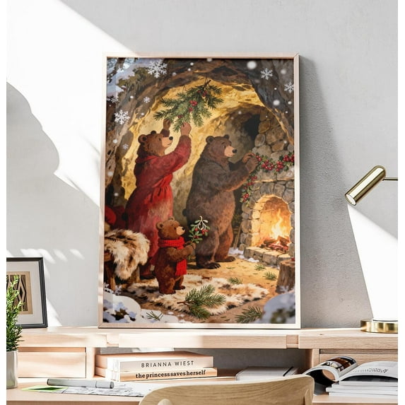Bear Family Loverposter Wall Art Winter Print Poster, Unframed Canvas ...