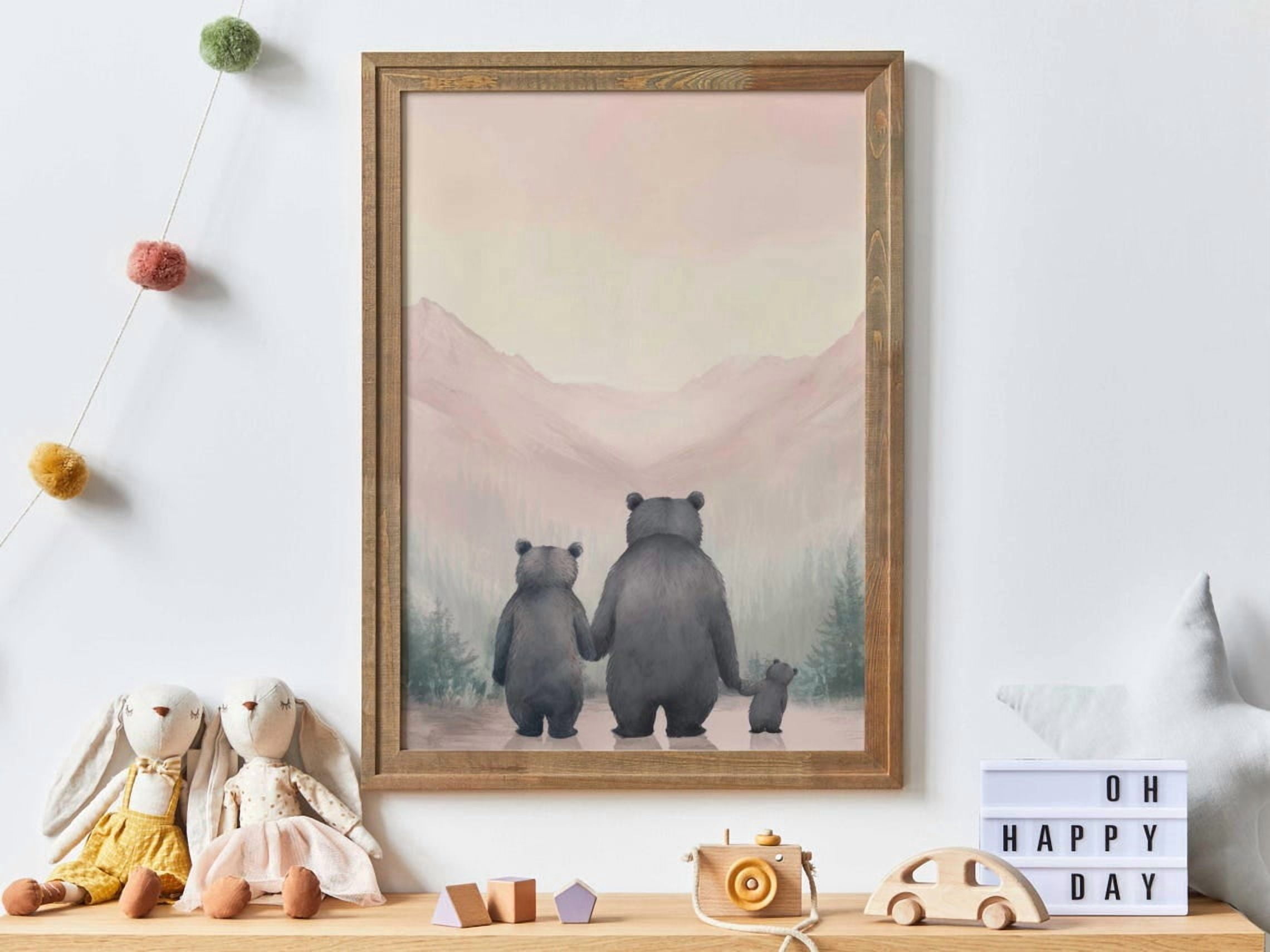 Bear Family Portrait Girl Bear Baby Wall Print Woodland Unframed Paper ...