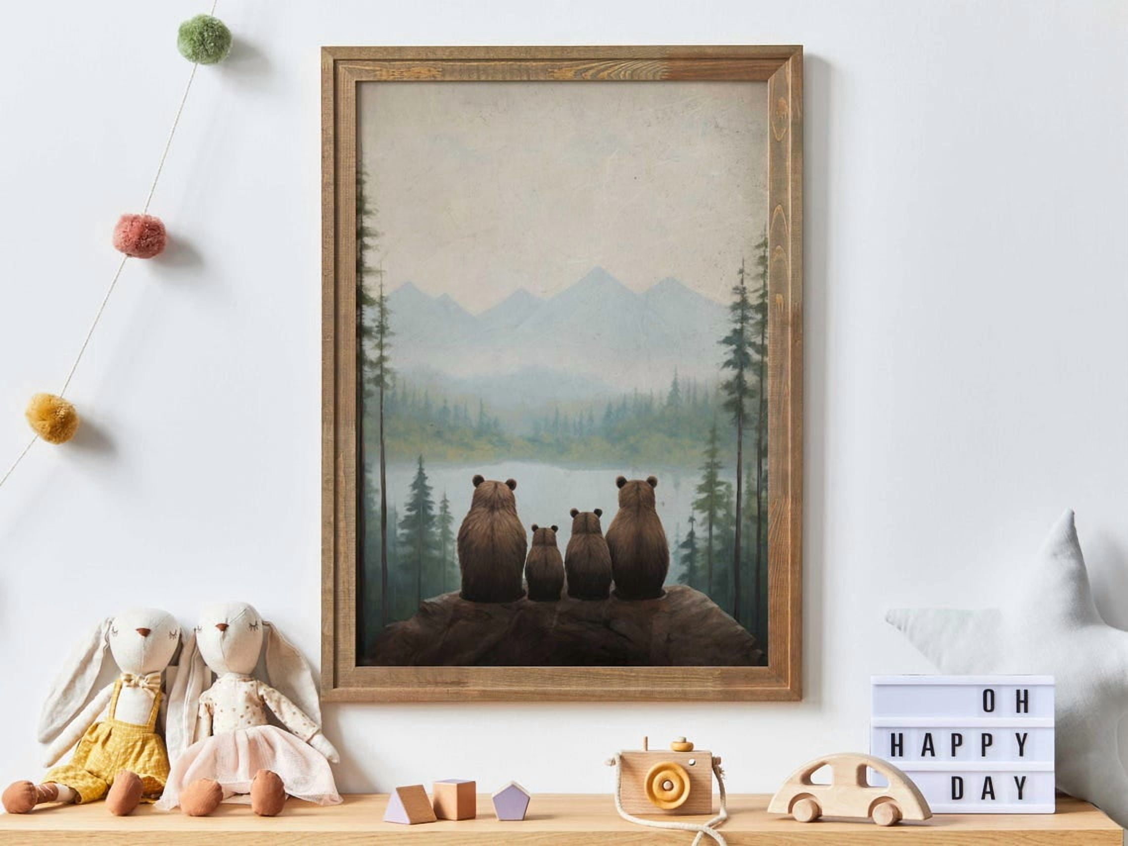 Bear Family Print Bear Nursery Art Family Of Four Forest Animals ...