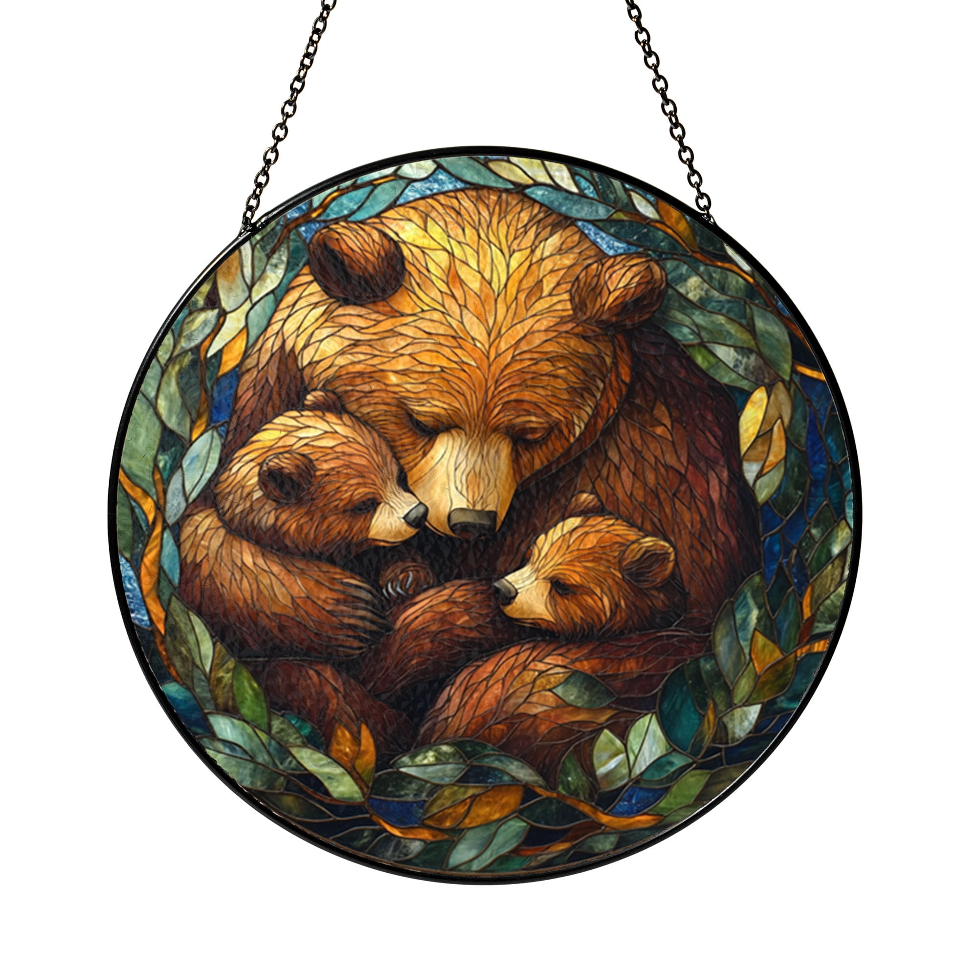 Bear Family Window Hanging Stained Glass Sun Catcher, Nature Inspired ...