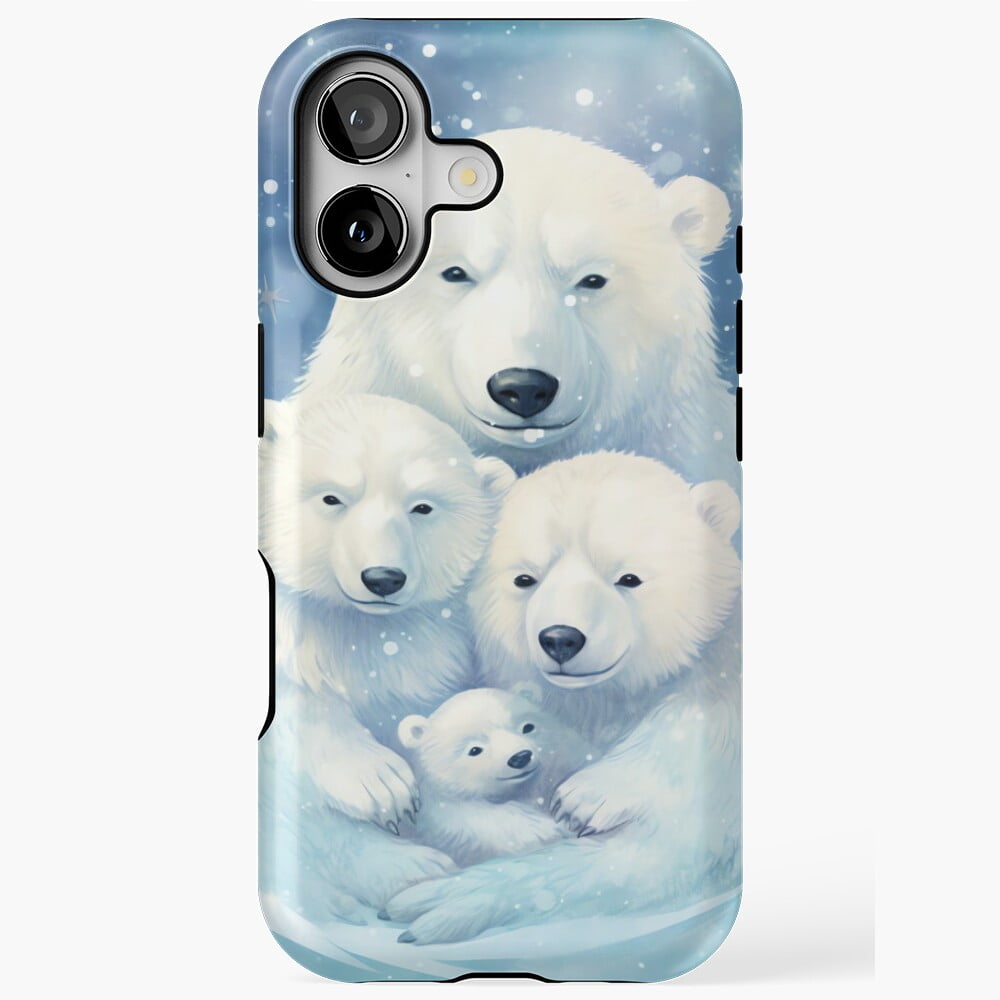Bear Family in The Snow Winter Scene Phone Case 17 16 15 14 13 12 11 ...