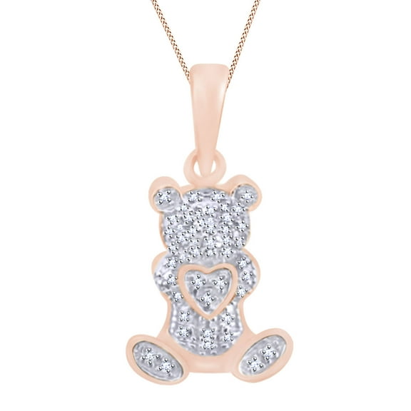 AFFY Natural Diamond Accent Elephant Pendant Necklace in 14k Rose Gold ...