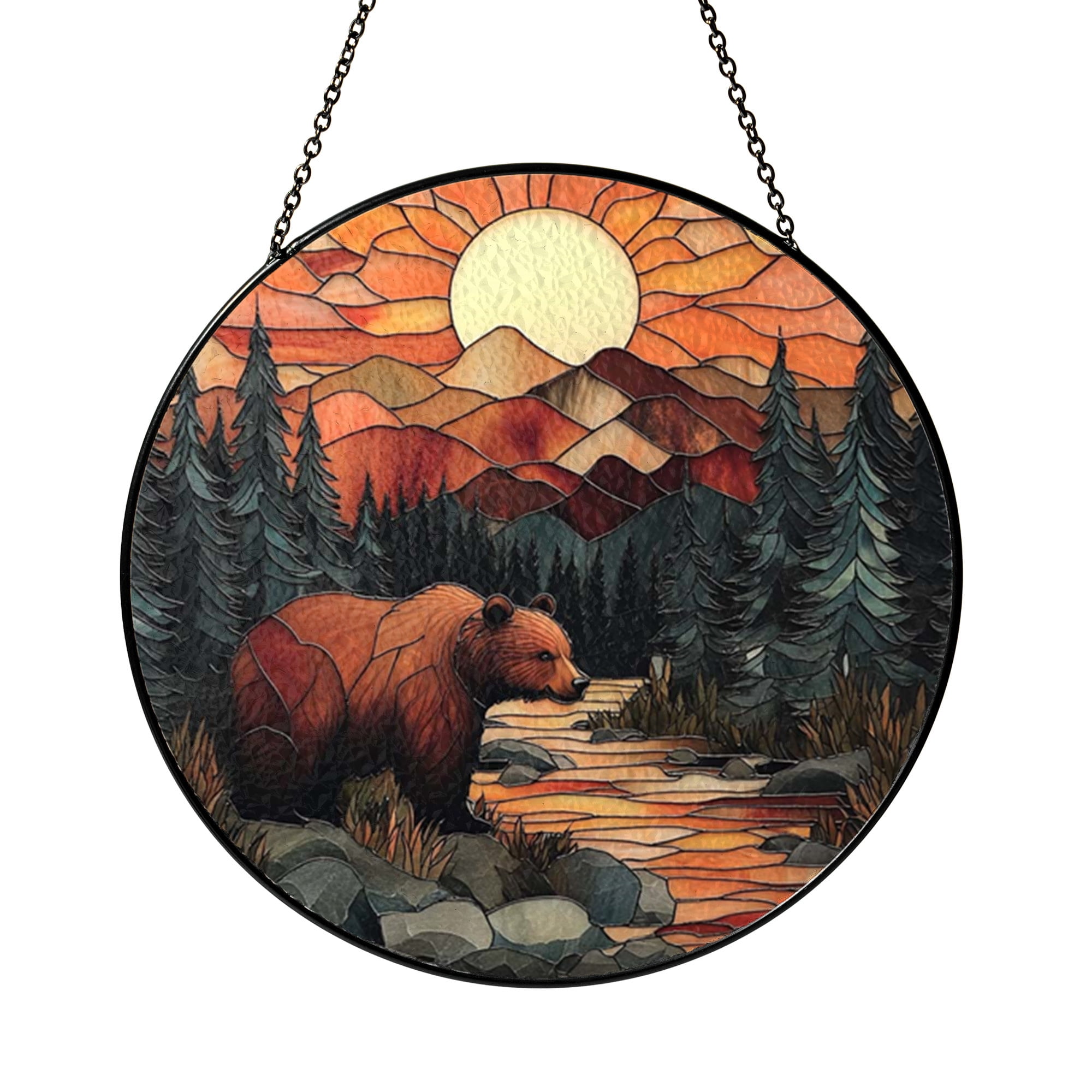 Bear Faux Stained Glass Suncatcher Window Hanging, Wildlife Inspired ...